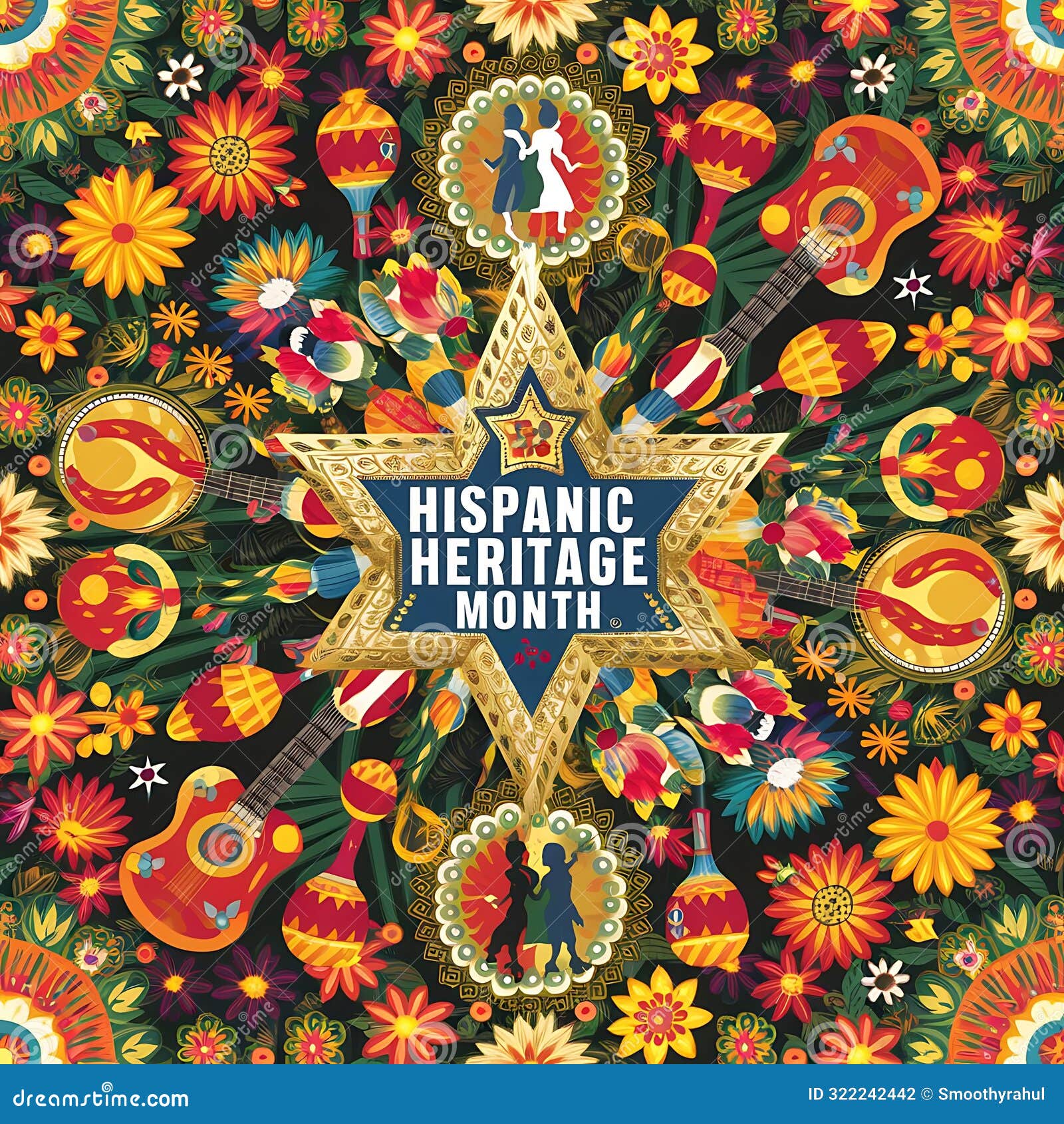 Cultural Symbols Pattern for Hispanic Heritage Month Stock Illustration ...