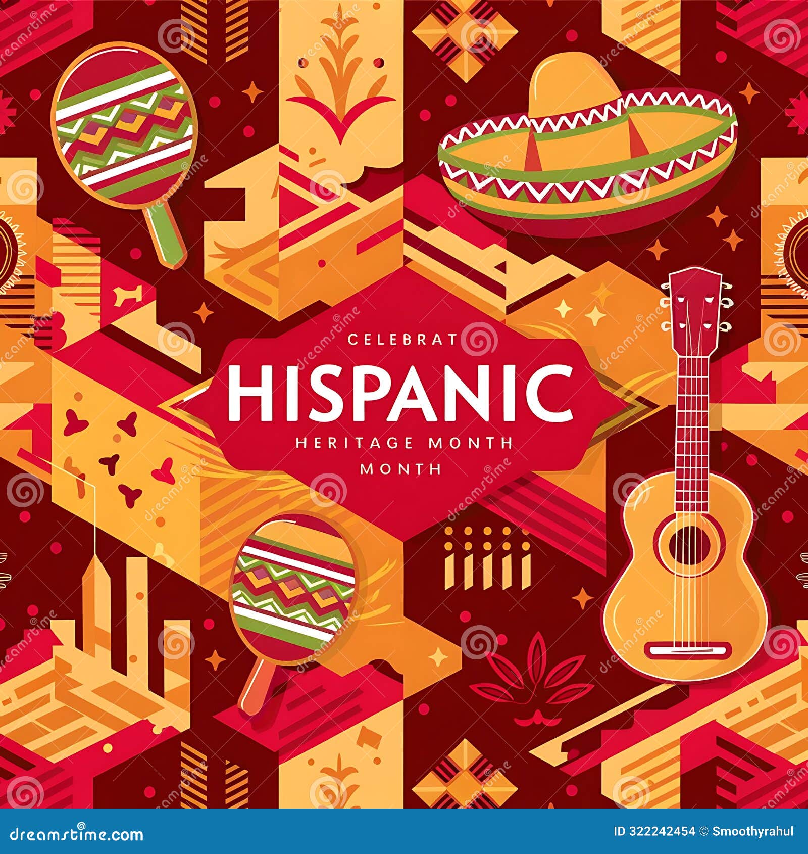 Cultural Symbols Pattern for Hispanic Heritage Month Stock Illustration ...