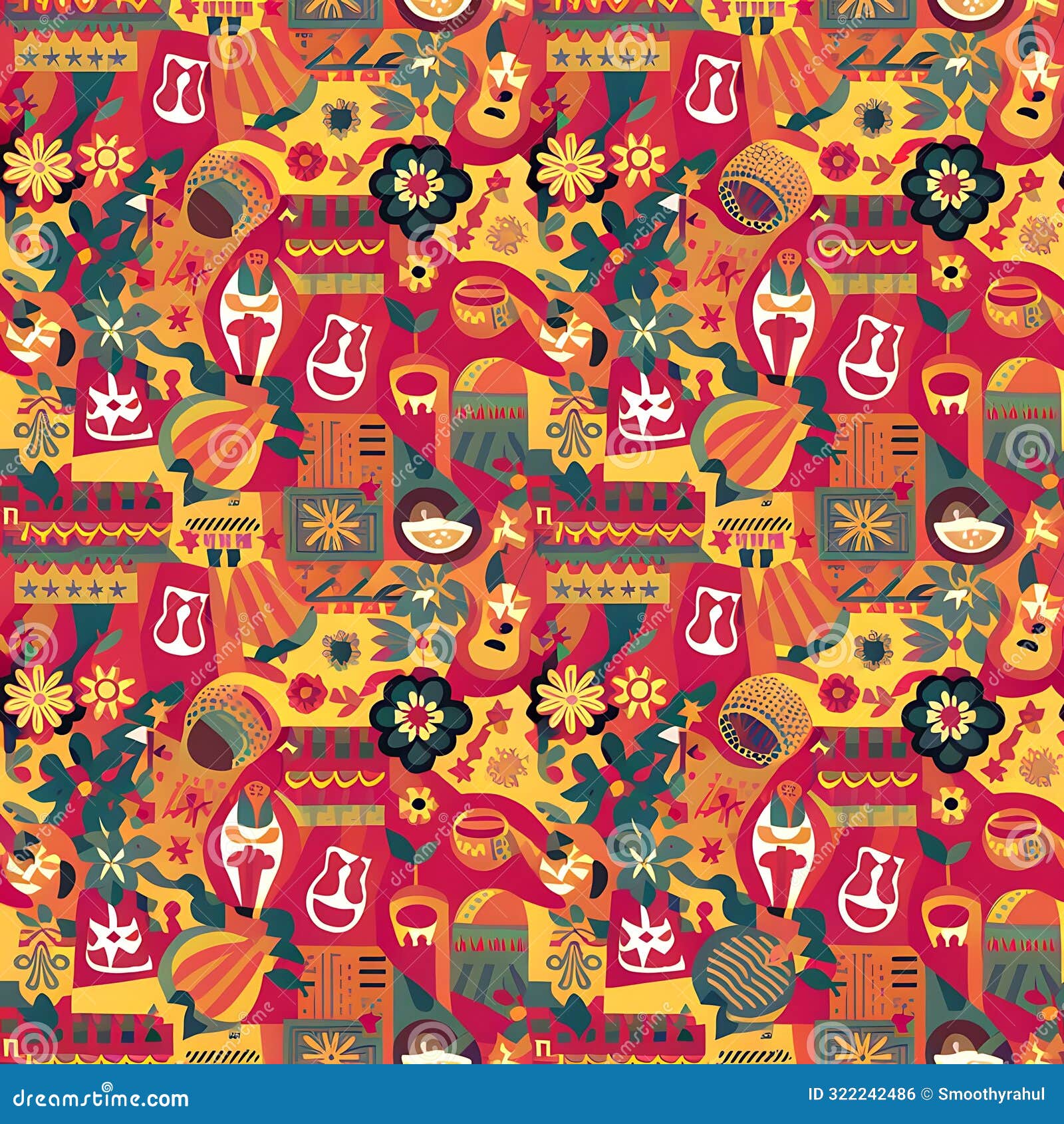 Cultural Symbols Pattern for Hispanic Heritage Month Stock Illustration ...