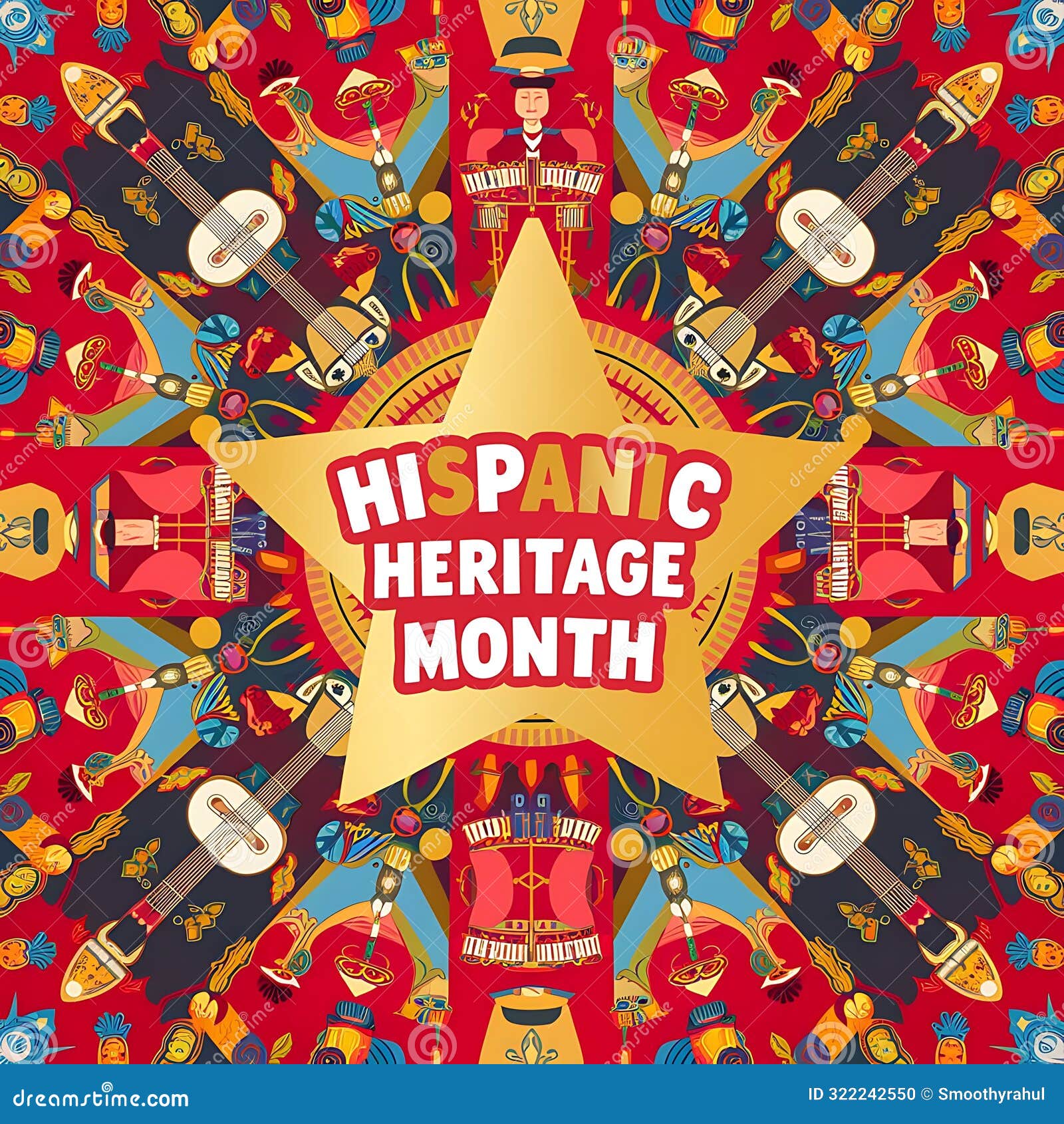 Cultural Symbols Pattern for Hispanic Heritage Month Stock Illustration ...