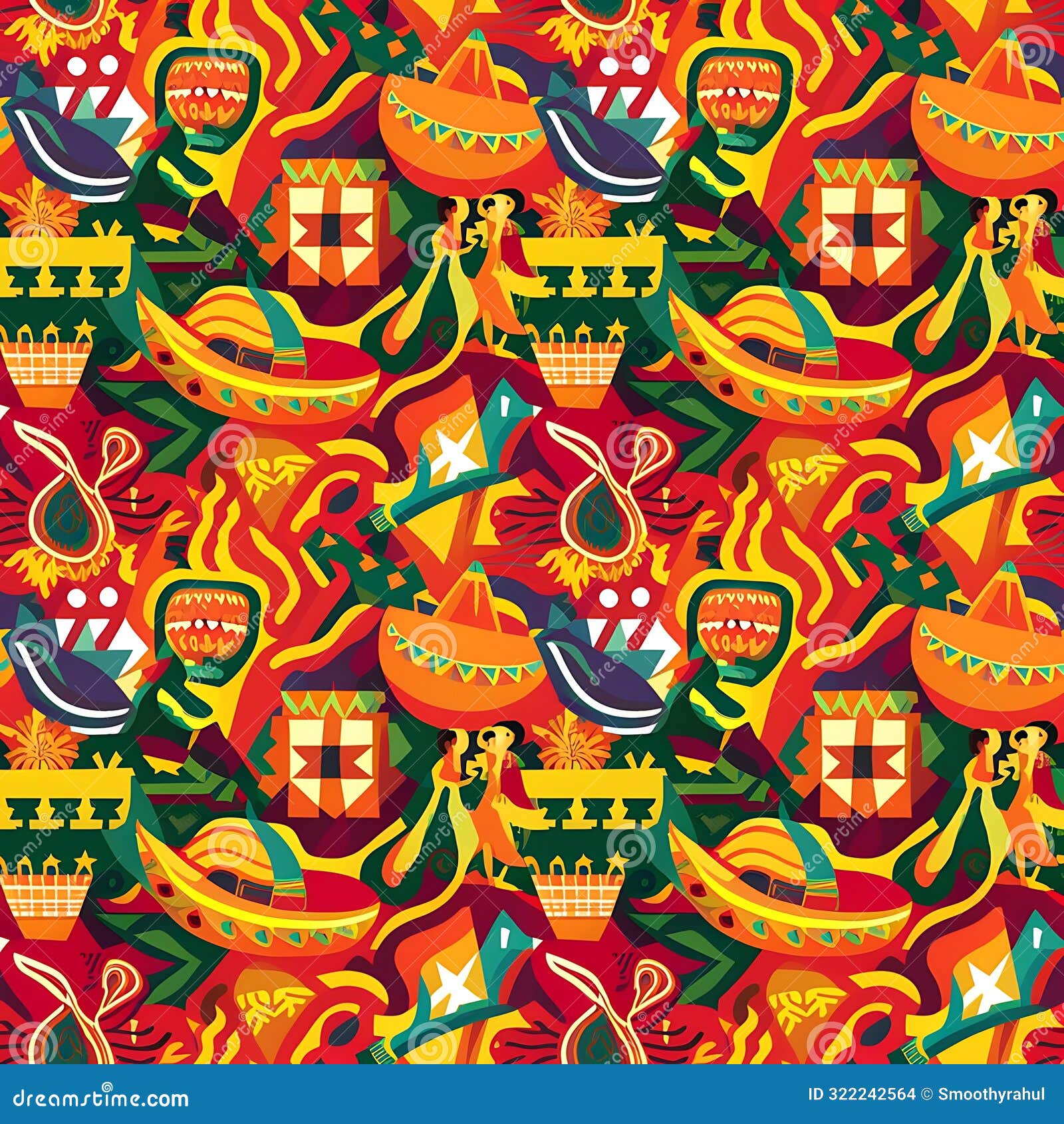 Cultural Symbols Pattern for Hispanic Heritage Month Stock Illustration ...