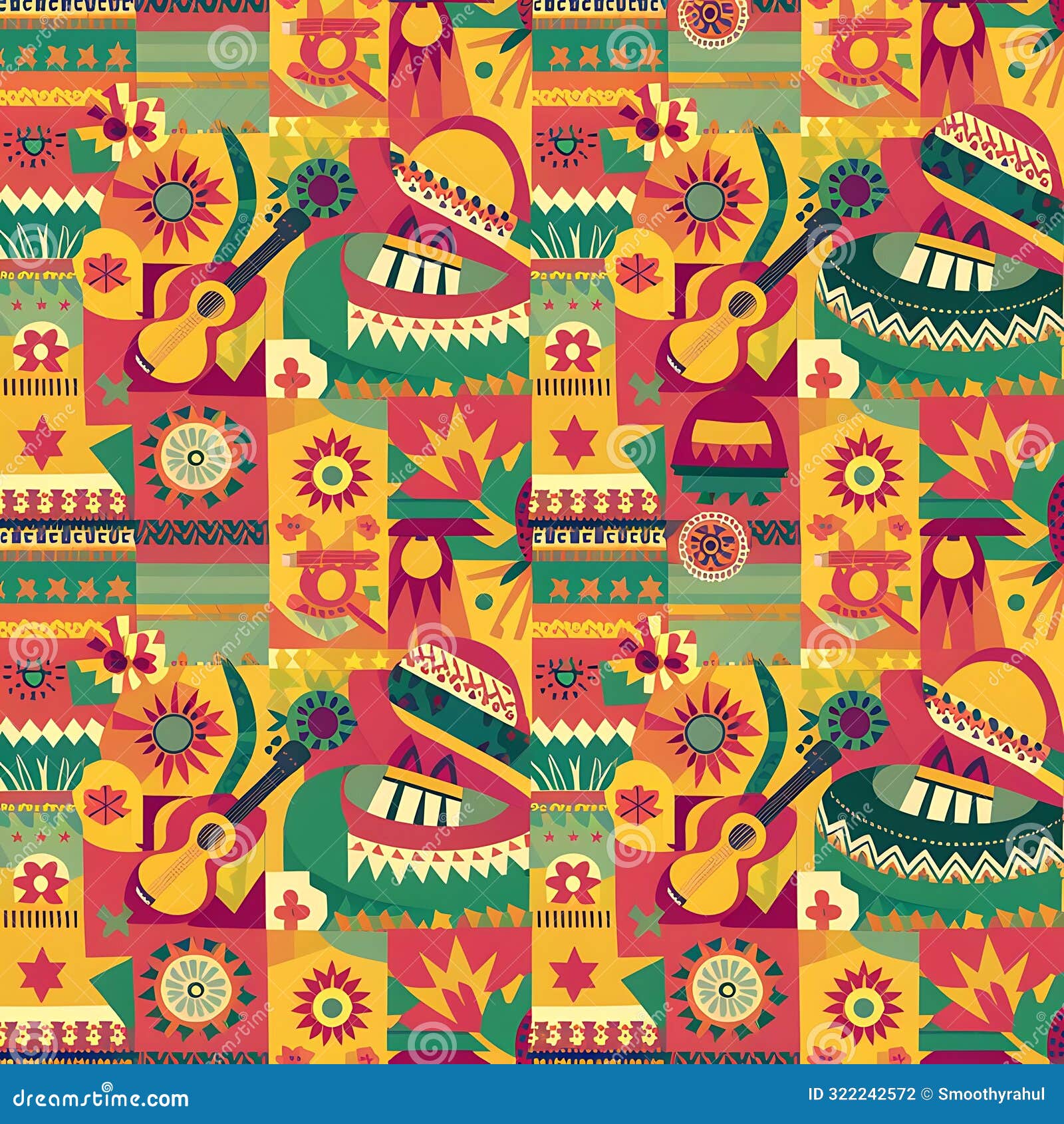 Cultural Symbols Pattern for Hispanic Heritage Month Stock Illustration ...
