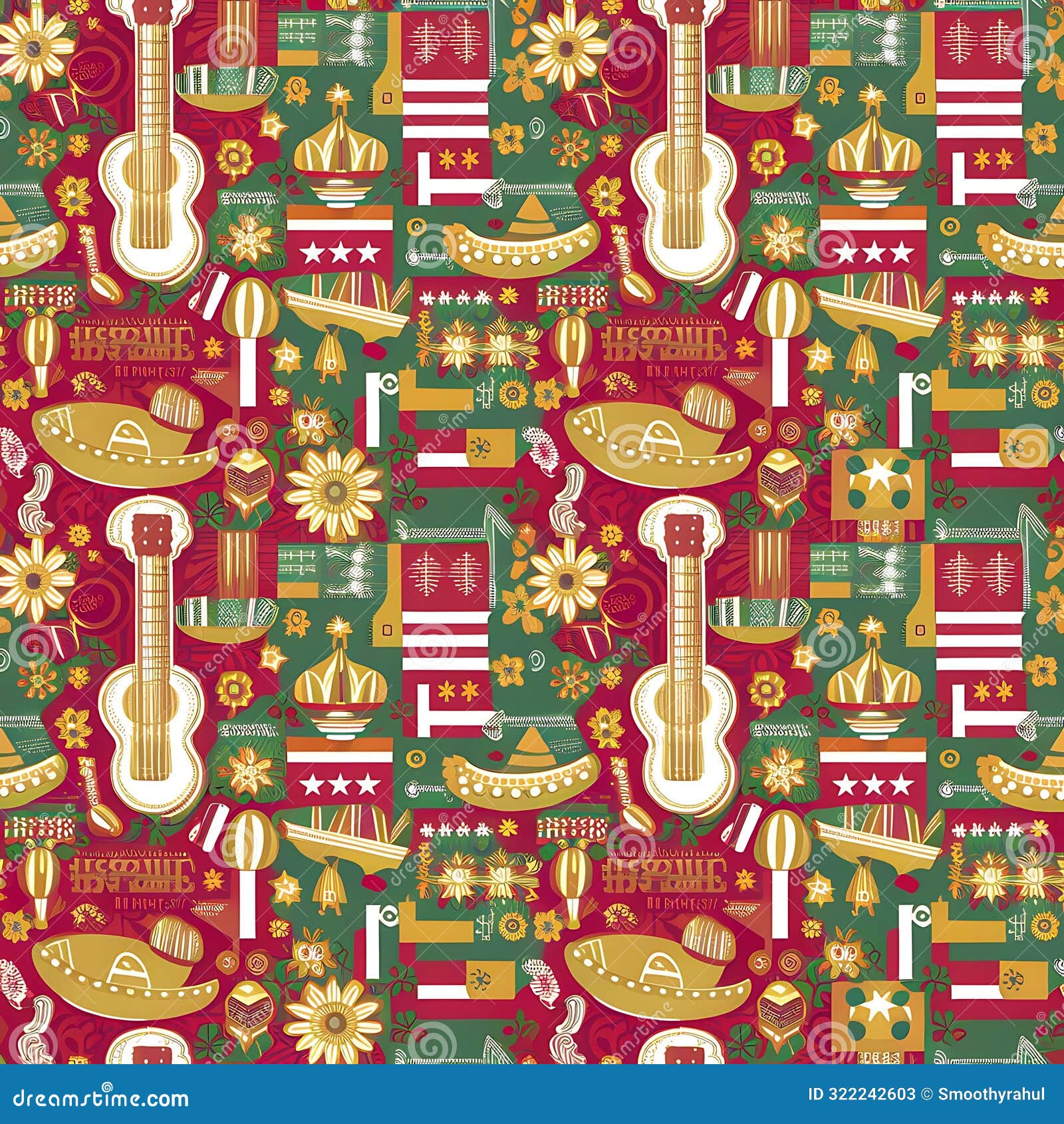 Cultural Symbols Pattern for Hispanic Heritage Month Stock Illustration ...