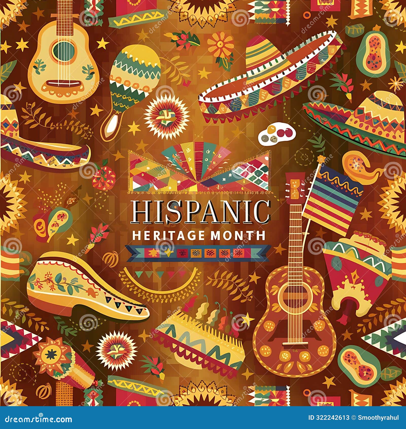 Cultural Symbols Pattern for Hispanic Heritage Month Stock Illustration ...