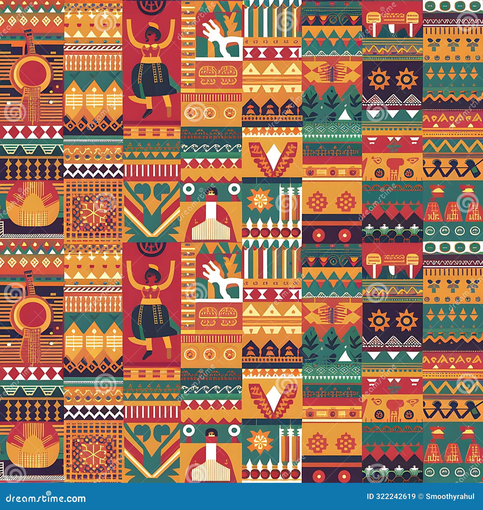 Cultural Symbols Pattern for Hispanic Heritage Month Stock Illustration ...