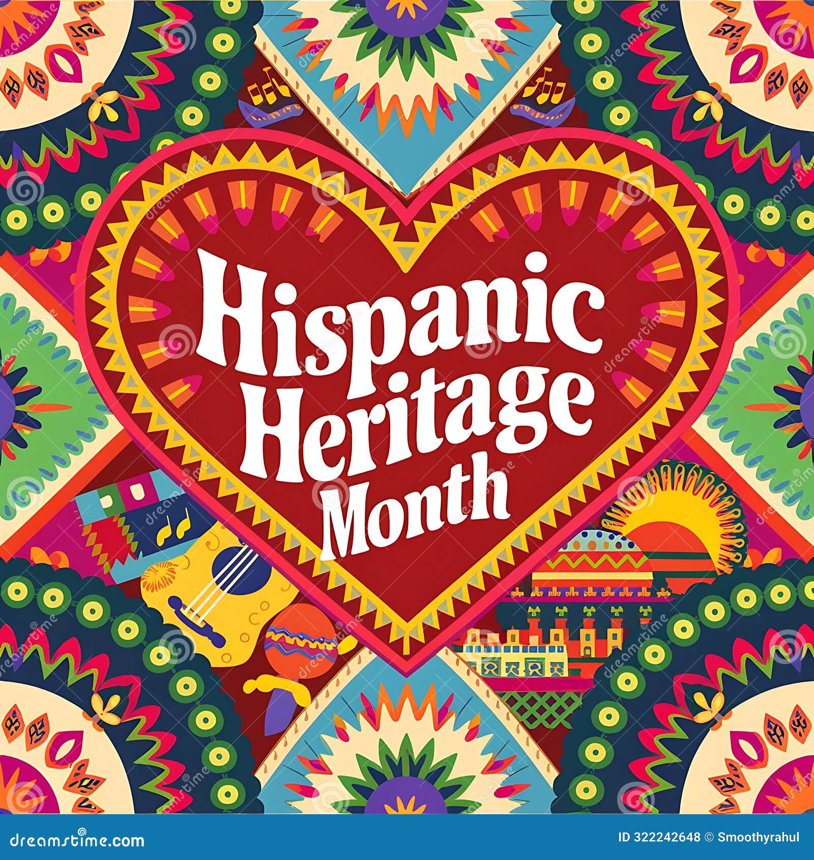 Cultural Symbols Pattern for Hispanic Heritage Month Stock Illustration ...