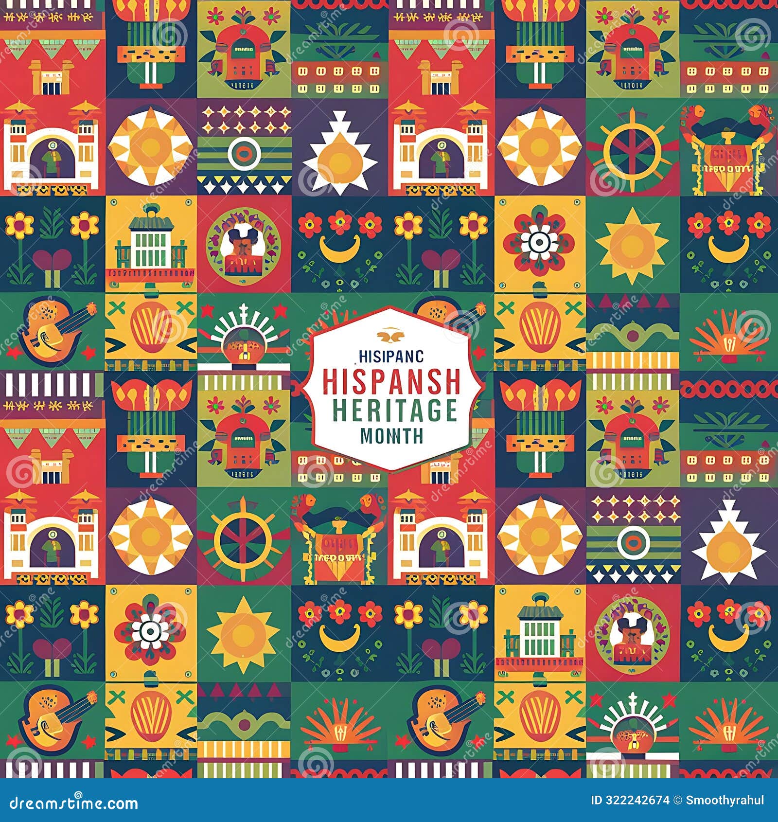Cultural Symbols Pattern for Hispanic Heritage Month Stock Illustration ...