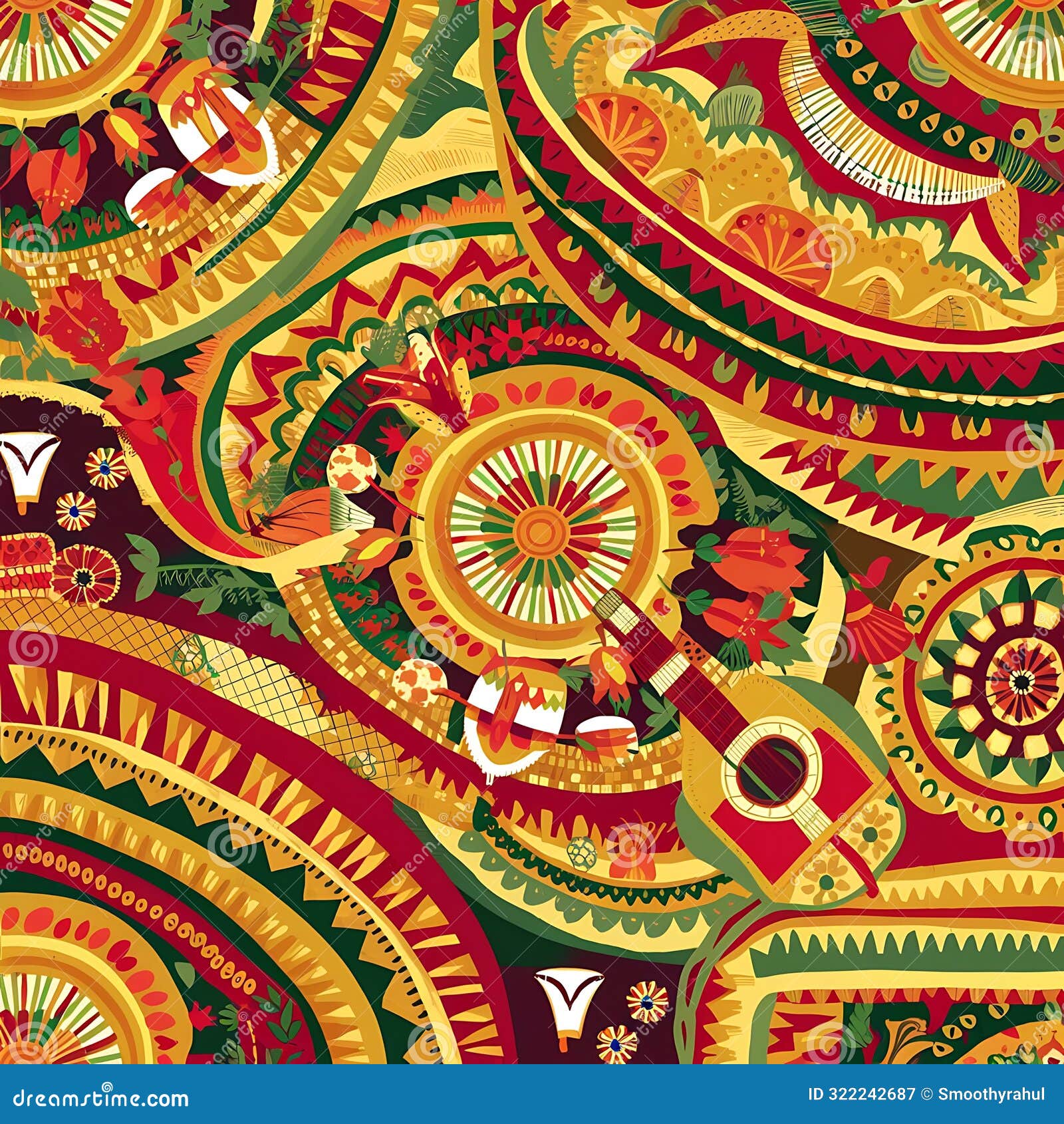 Cultural Symbols Pattern for Hispanic Heritage Month Stock Illustration ...