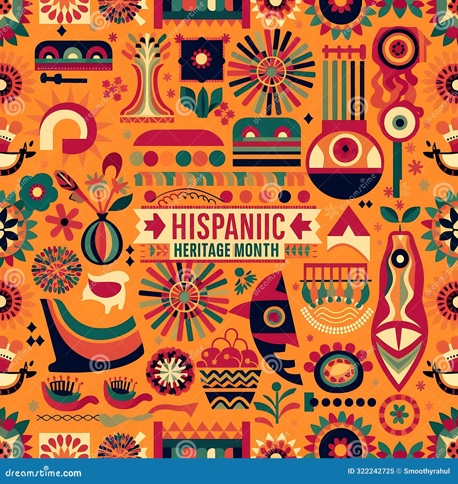Cultural Symbols Pattern for Hispanic Heritage Month Stock Illustration ...