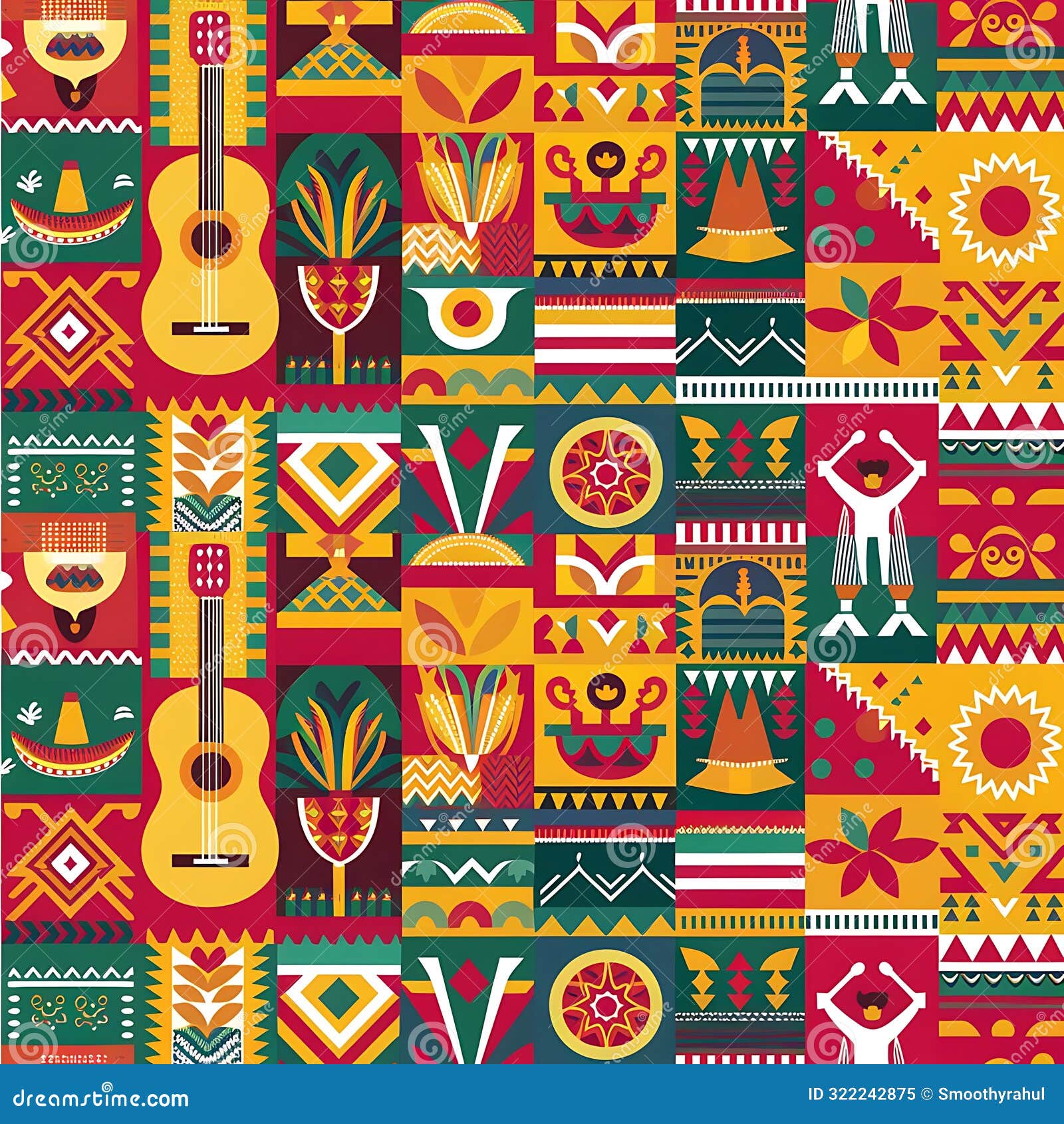 Cultural Symbols Pattern for Hispanic Heritage Month Stock Illustration ...