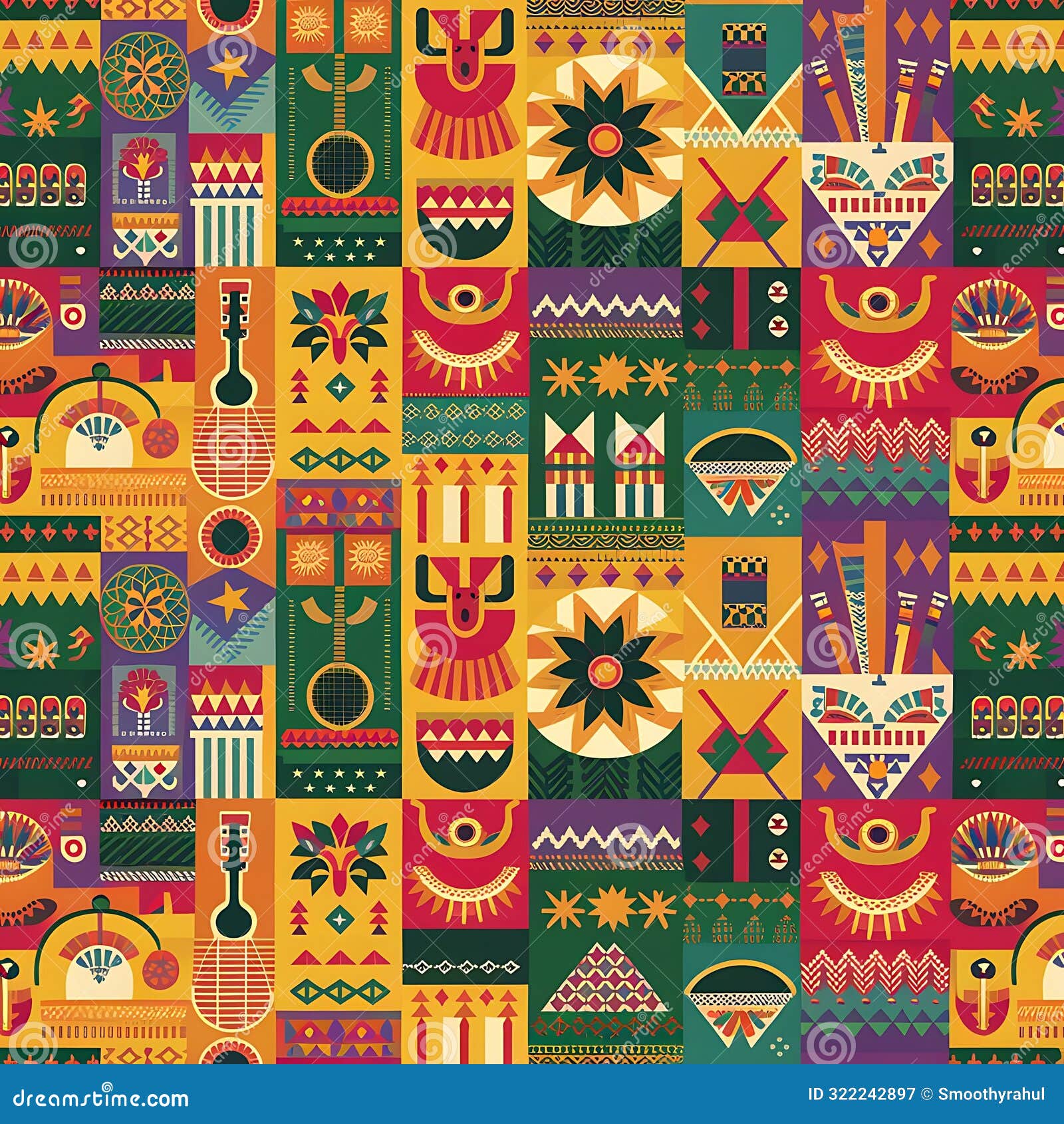 Cultural Symbols Pattern for Hispanic Heritage Month Stock Illustration ...