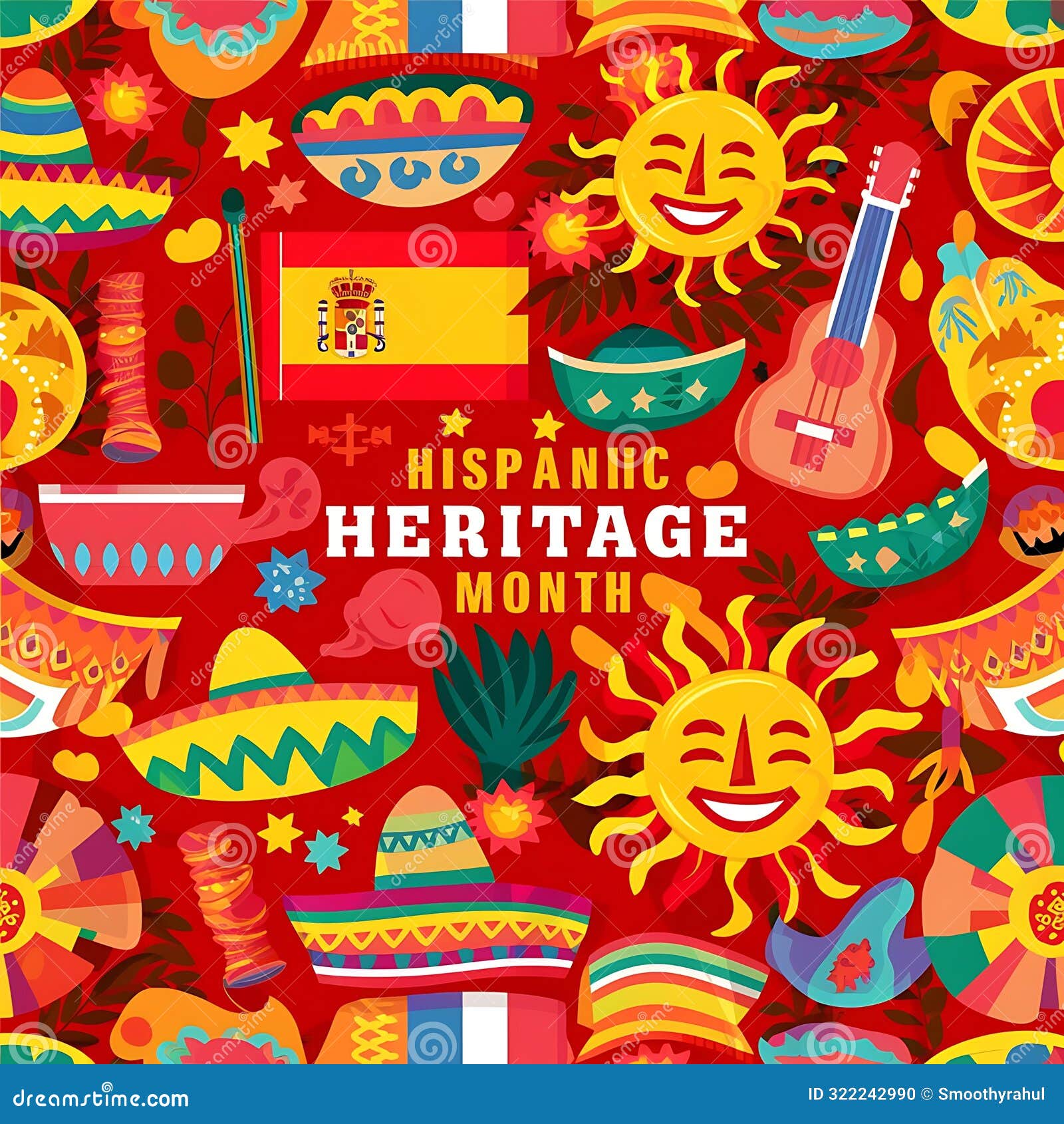Cultural Symbols Pattern for Hispanic Heritage Month Stock Illustration ...