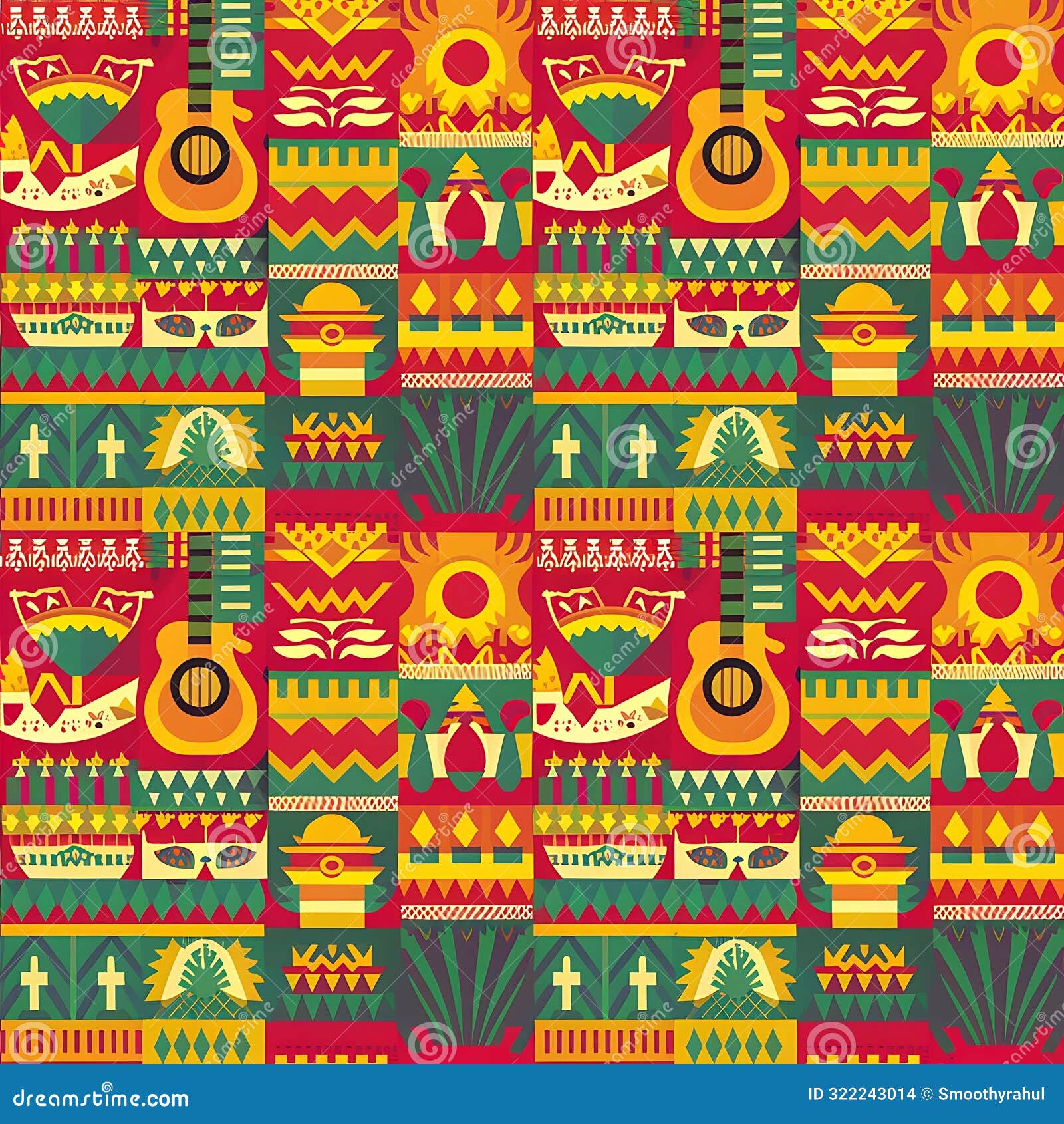 Cultural Symbols Pattern for Hispanic Heritage Month Stock Illustration ...