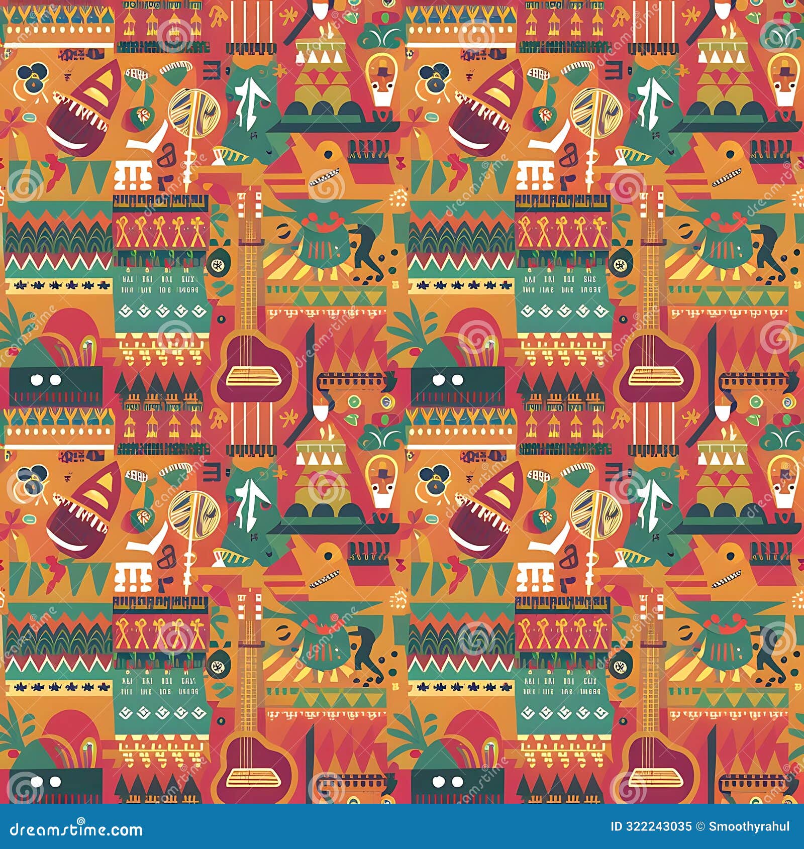 Cultural Symbols Pattern for Hispanic Heritage Month Stock Illustration ...