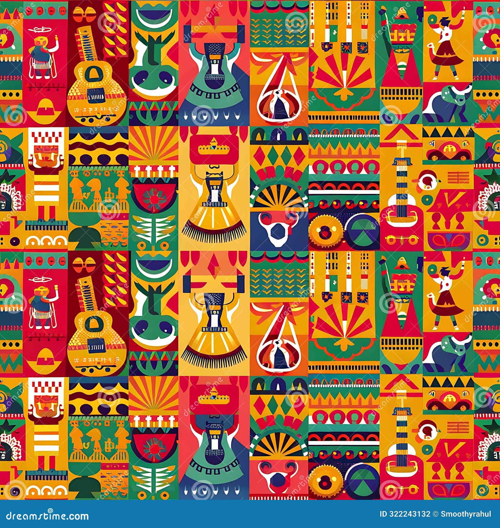 Cultural Symbols Pattern for Hispanic Heritage Month Stock Illustration ...