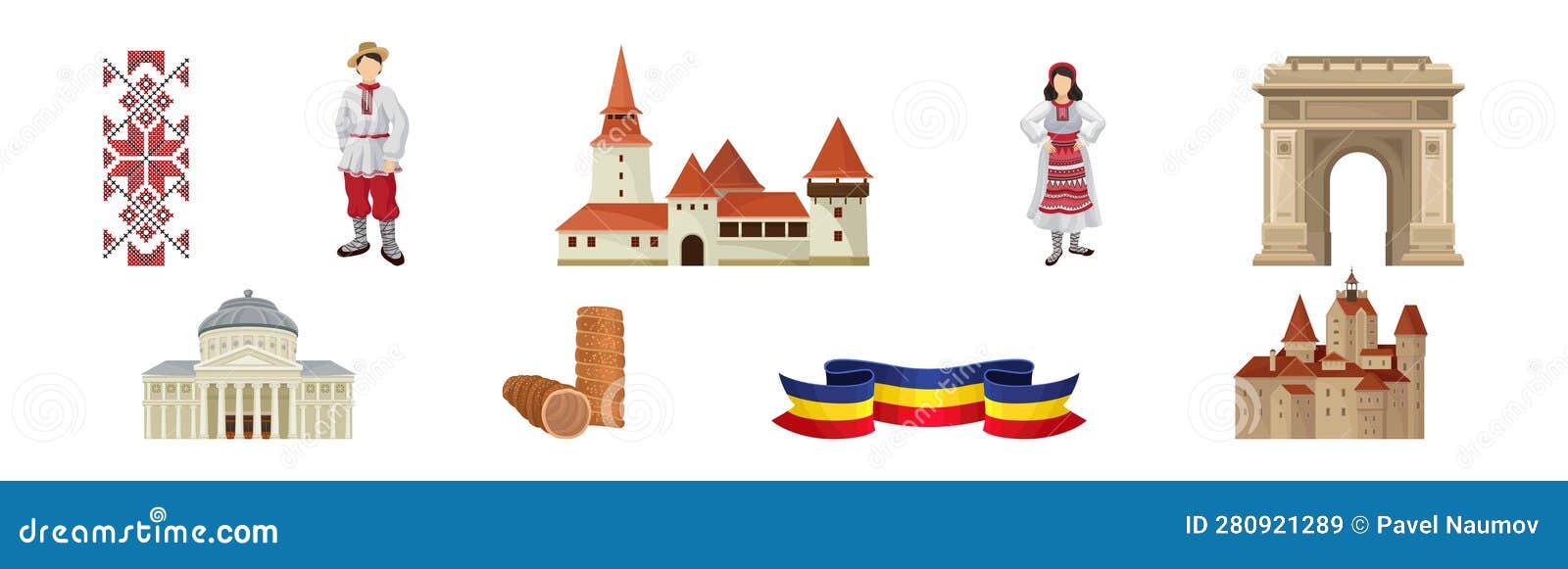 Cultural Symbols of Romania and Traditional Attribute Vector Set Stock ...