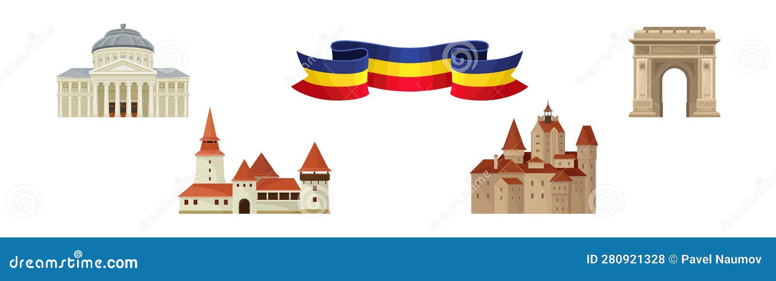 Cultural Symbols of Romania and Traditional Attribute Vector Set Stock ...