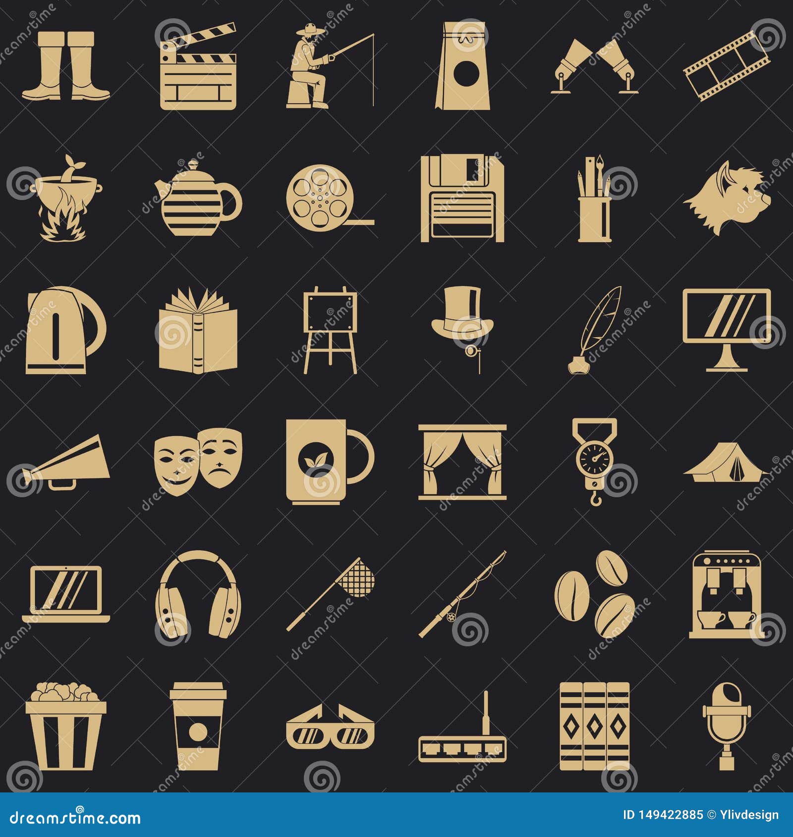Culture Icons Set, Simple Style Stock Vector - Illustration of coffee ...
