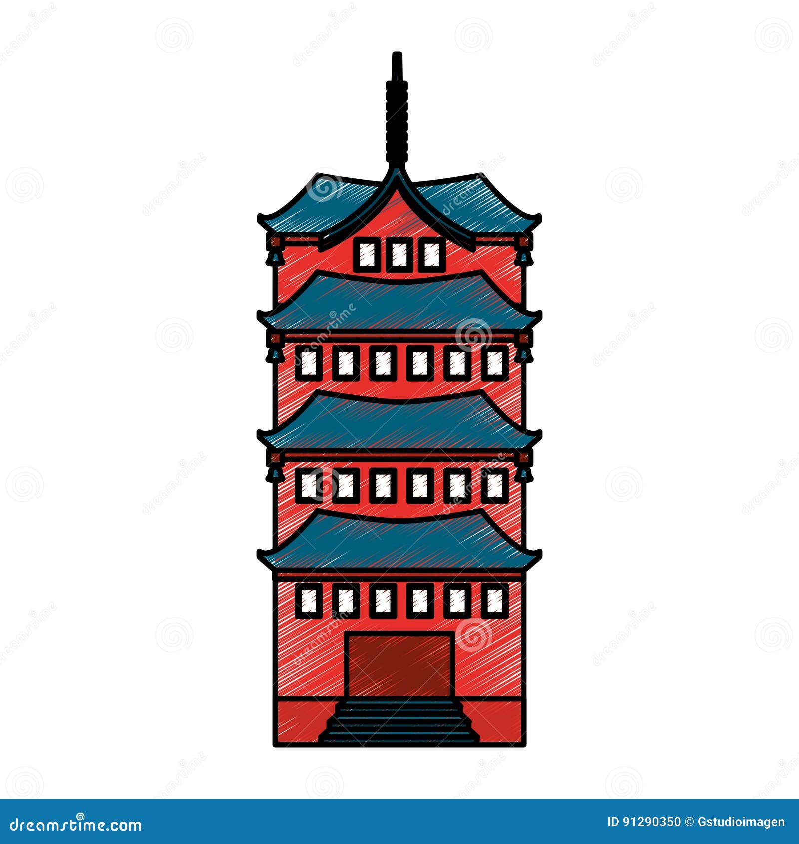 Culture Japanese Temple Building Vector Illustration | CartoonDealer ...