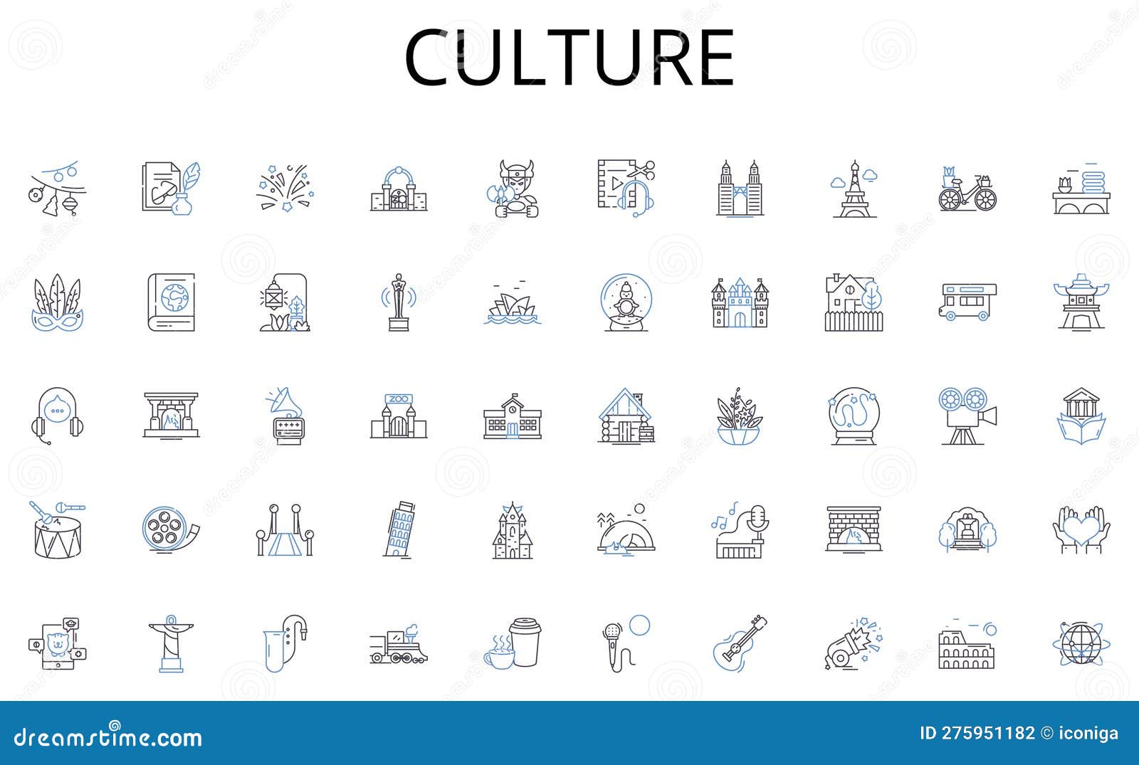Culture Line Icons Collection Ios Android Reactnative Flutter Swift Kotlin Java Vector
