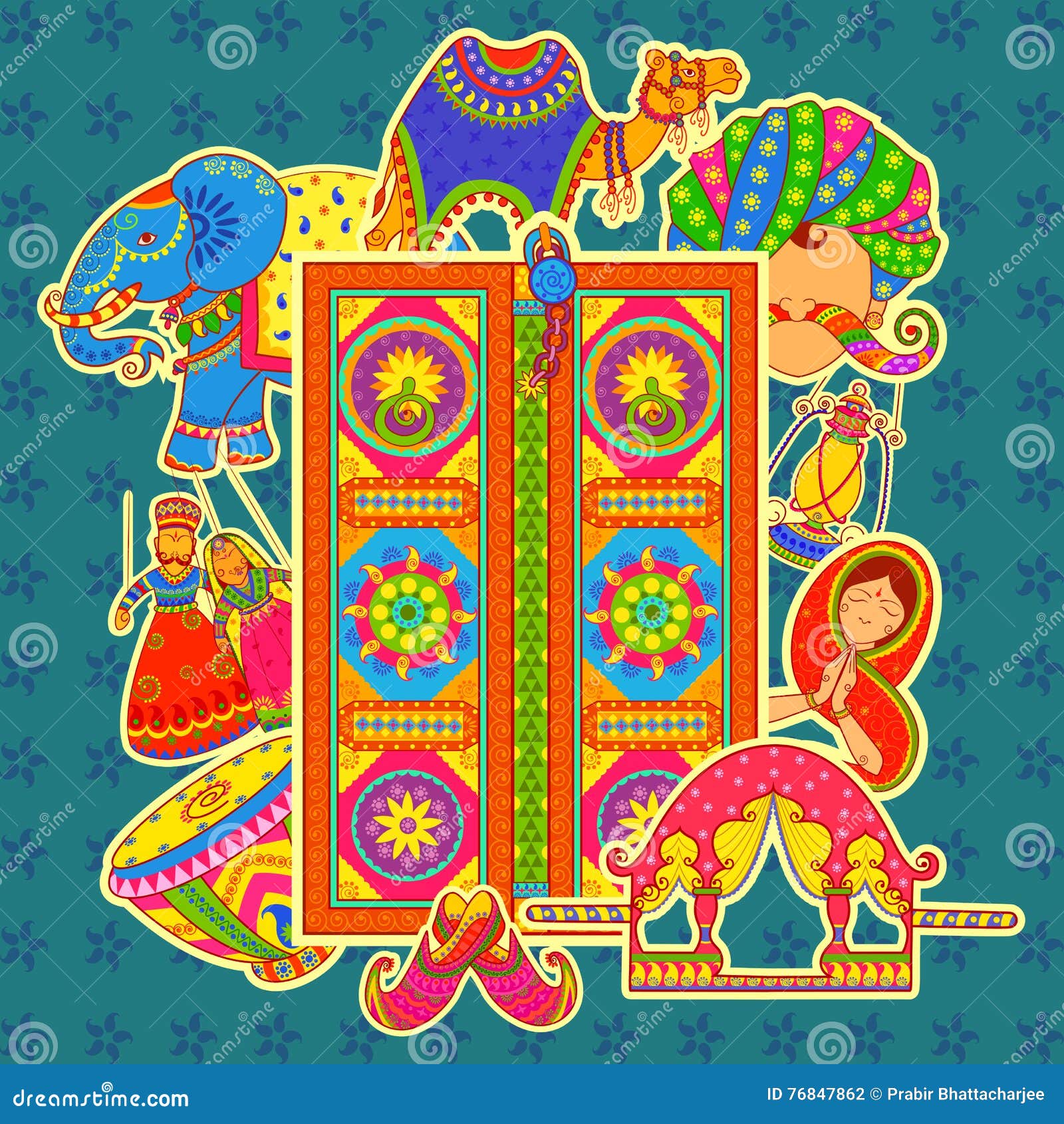 Culture of Rajasthan in Indian Art Style Stock Vector - Illustration of ...