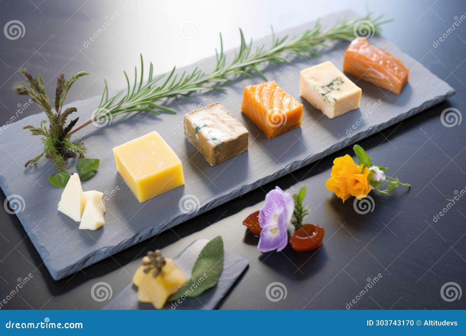 Cultured Butter Sample Selection on Slate Sampler Stock Photo - Image ...