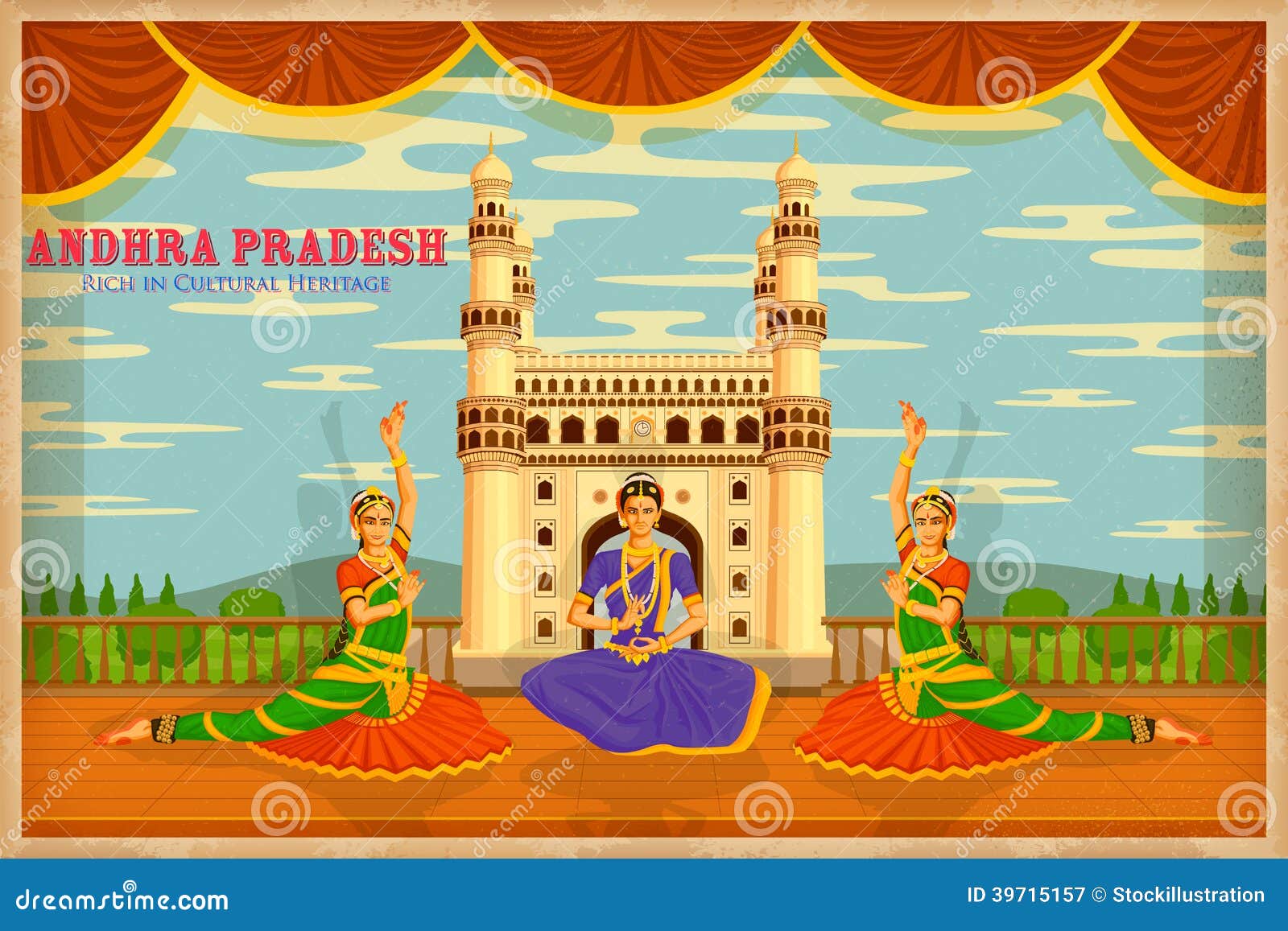 Cultuur van Andhra Pradesh vector illustratie. Illustration of klassiek ...