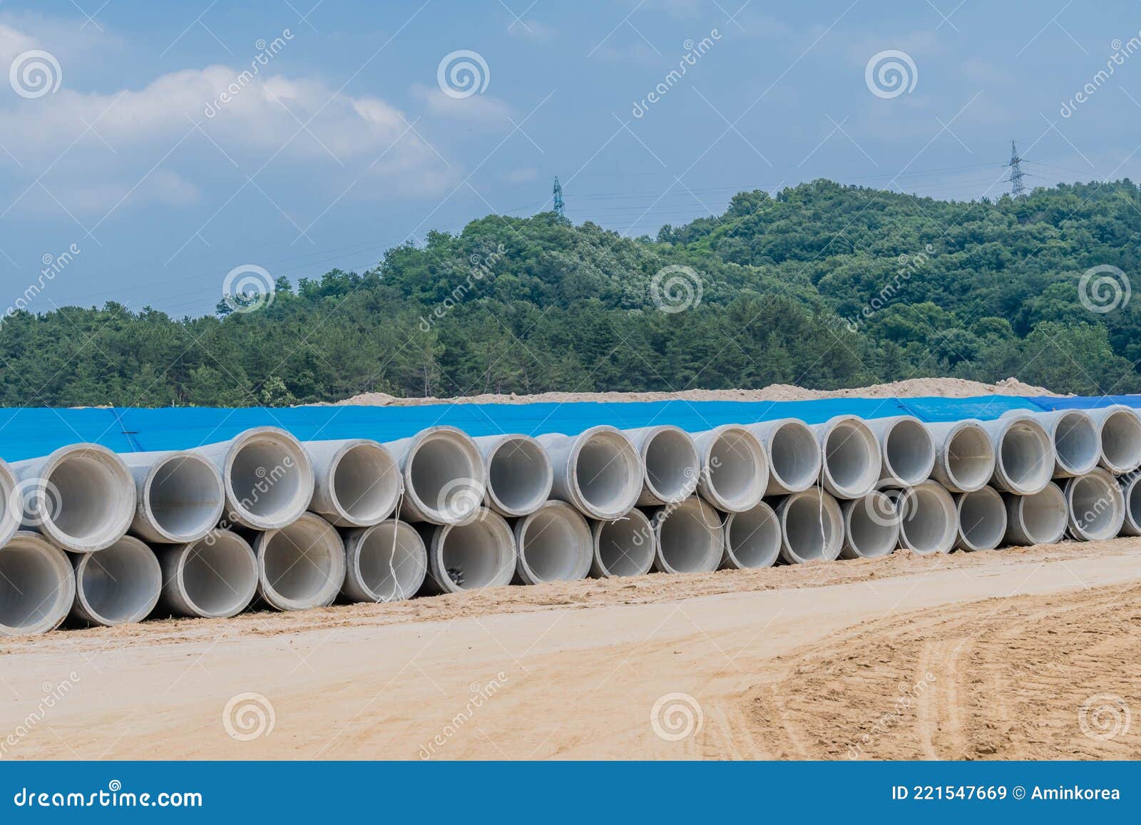 Culvert Sections Stacked at Construction Site Stock Image - Image of ...