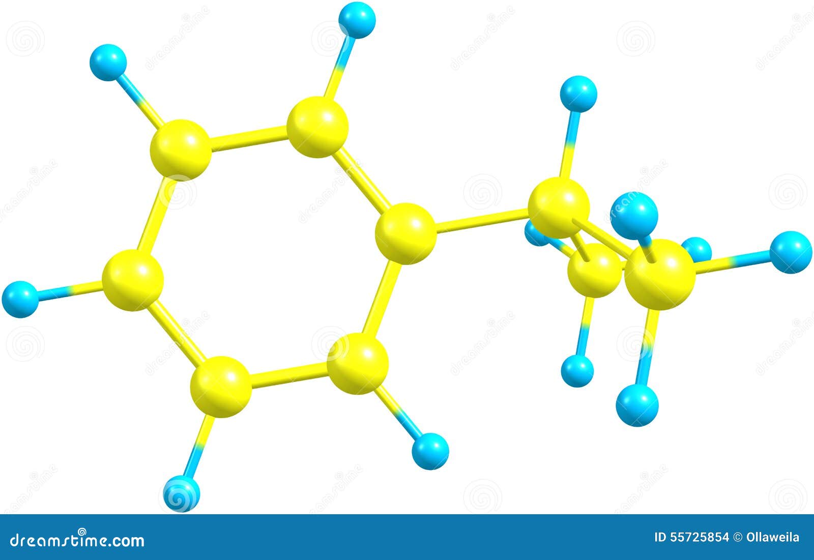 Cumene (isopropylbenzene) Aromatic Hydrocarbon Molecule. Atoms Are ...