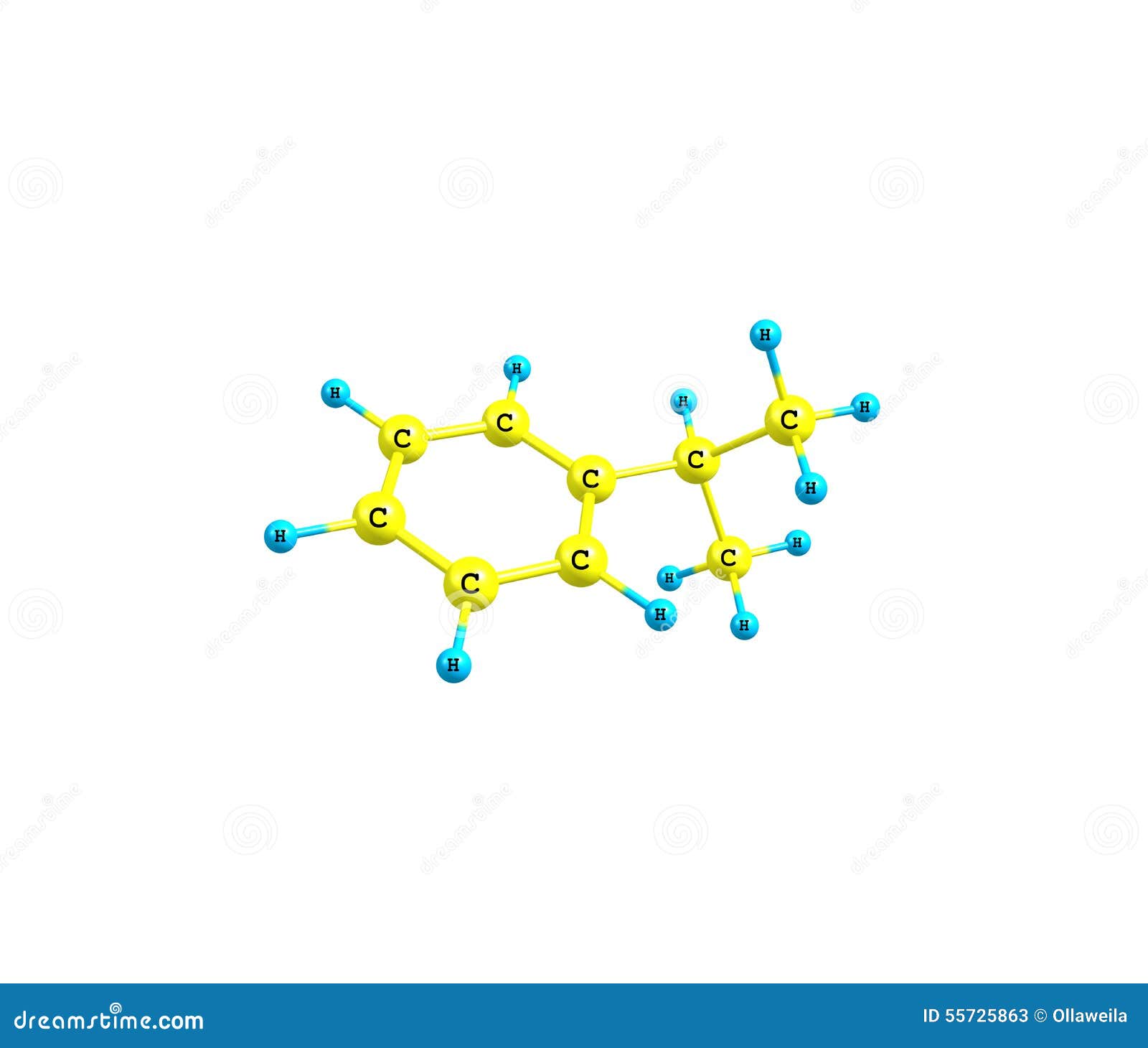 Cumene (isopropylbenzene) Aromatic Hydrocarbon Molecule Cartoon Vector ...