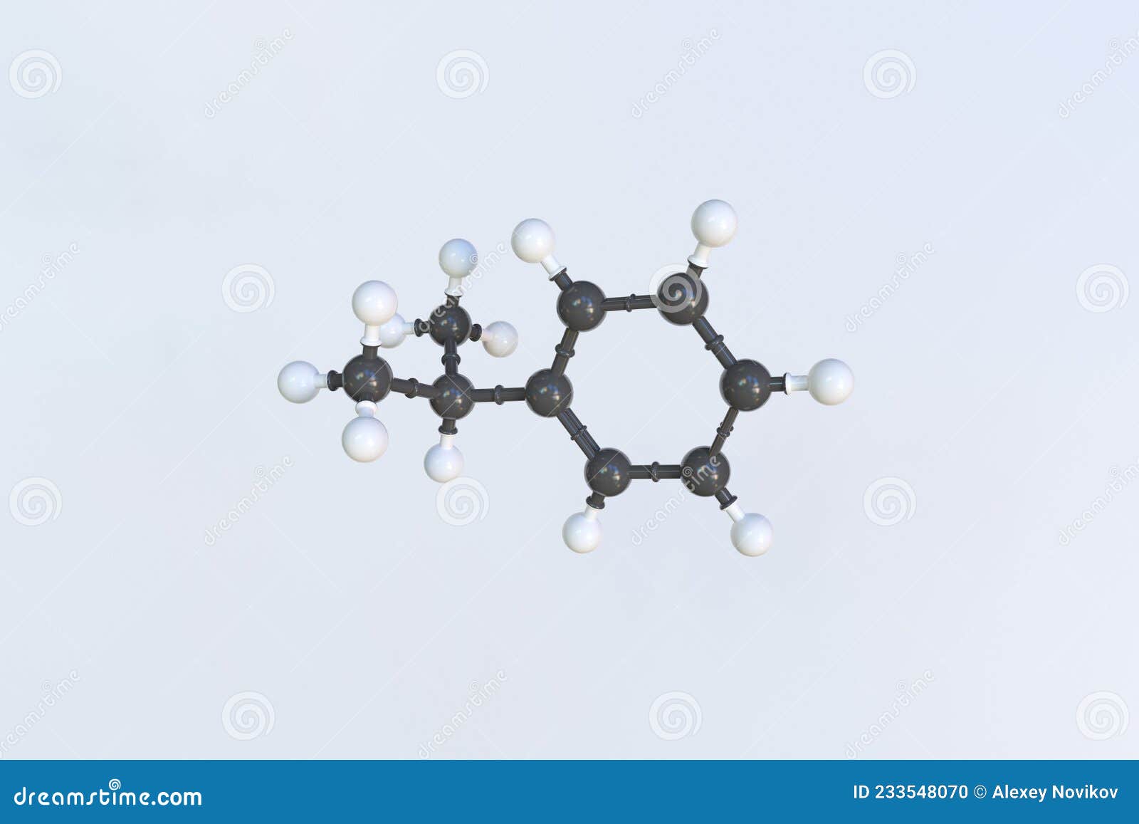 Cumene Molecule Made with Balls, Isolated Molecular Model. 3D Rendering ...