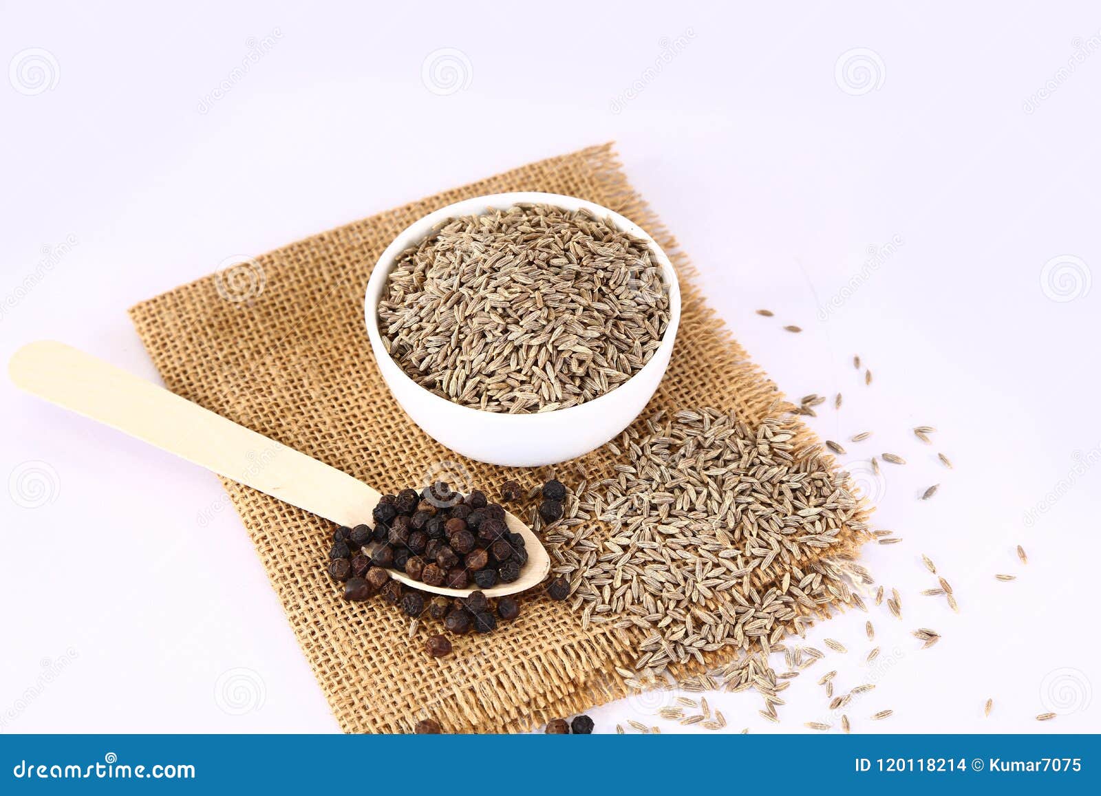 Cumin and Black Pepper, Indian Spices Stock Photo - Image of bowl, herb ...