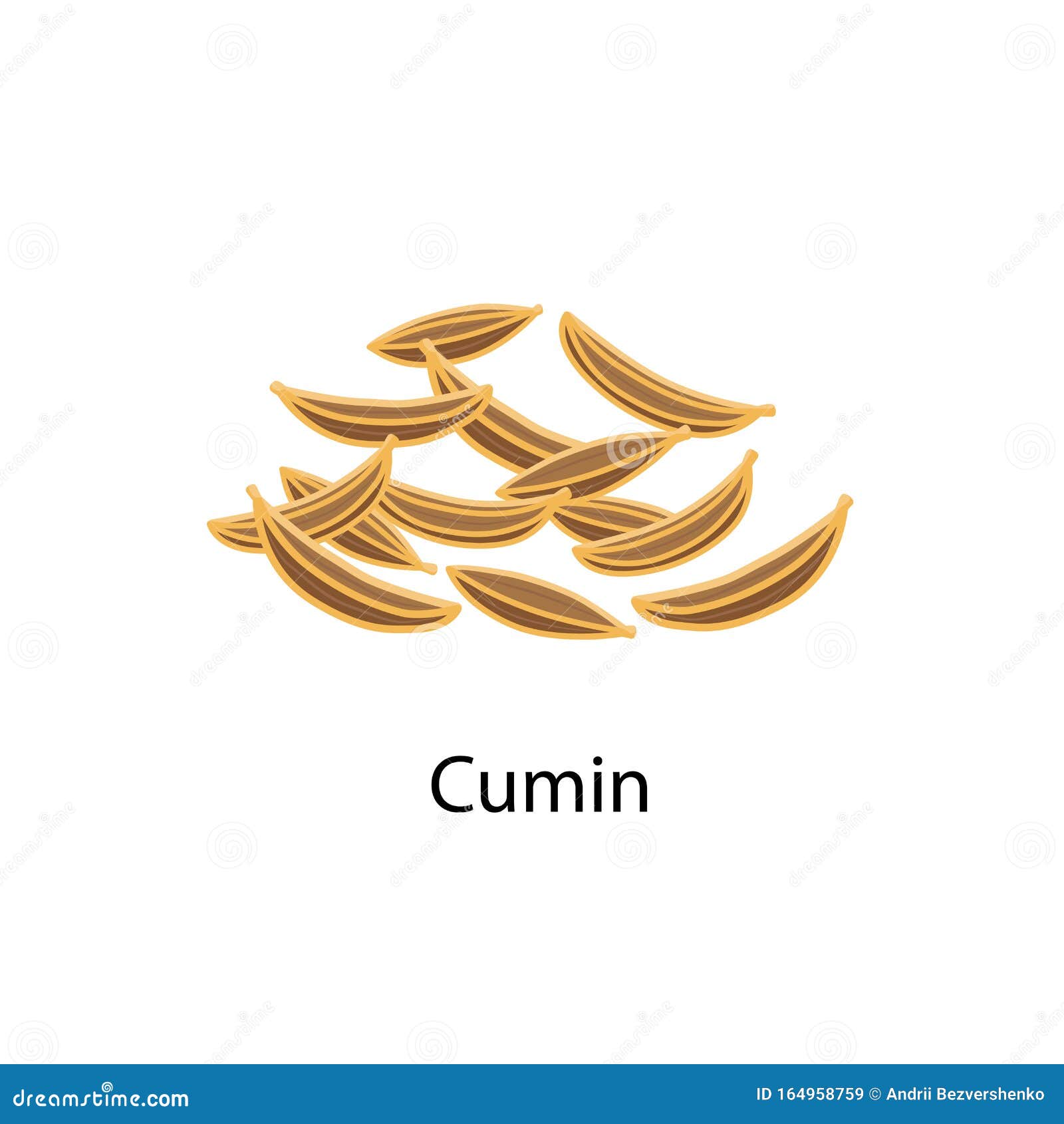 Cumin Seeds Isolated On White Background. Watercolor Illustration ...