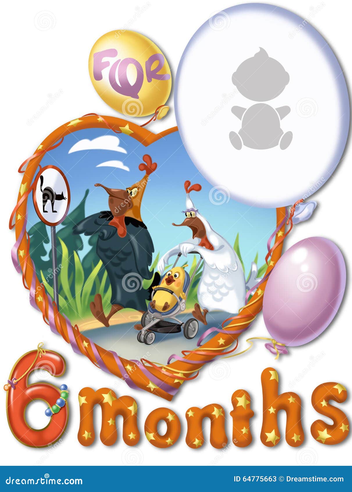 Cumpleaños, De Seis Meses Para El Bebé Stock de ilustración ...