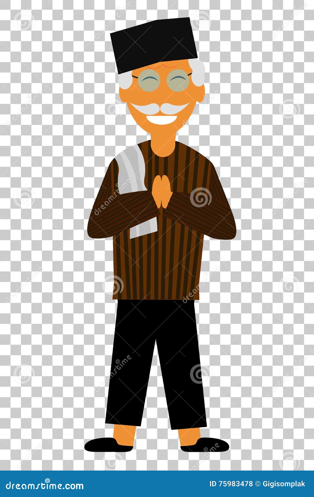 Cumprimentando O Homem De Java Idoso, No Fundo Transparente Do Efeito ...