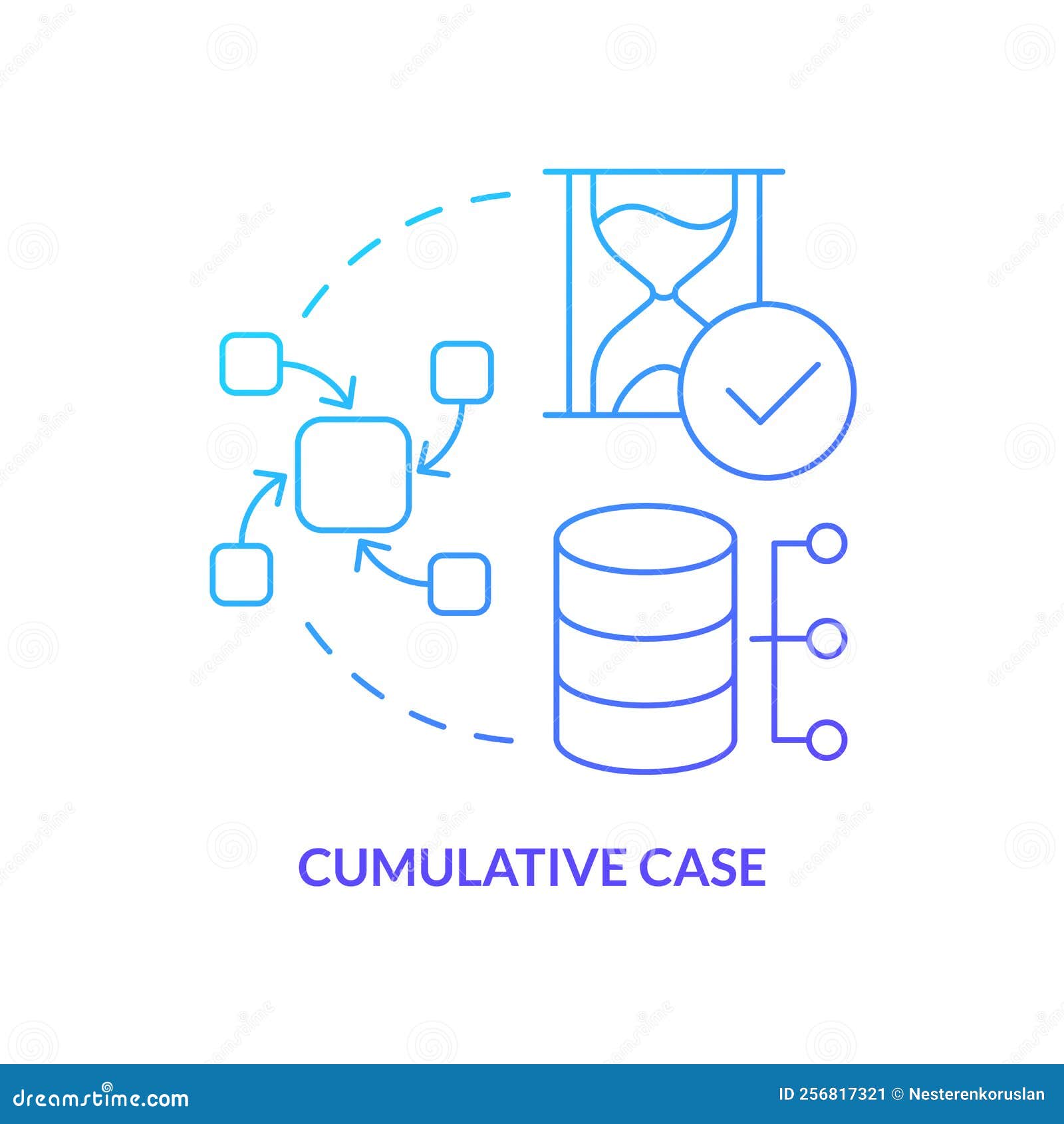 Cumulative Case Blue Gradient Concept Icon Cartoon Vector ...