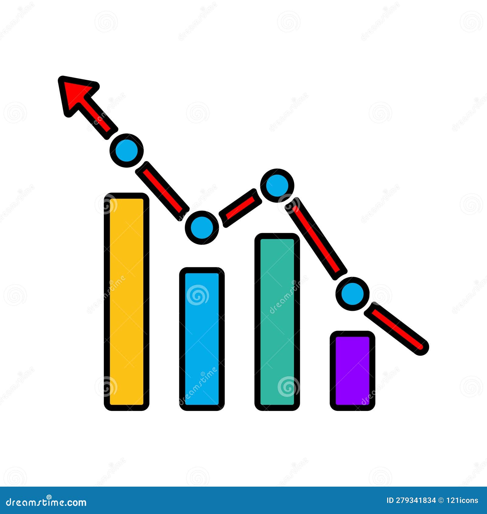 Cumulative, graph icon stock illustration. Illustration of sign - 279341834