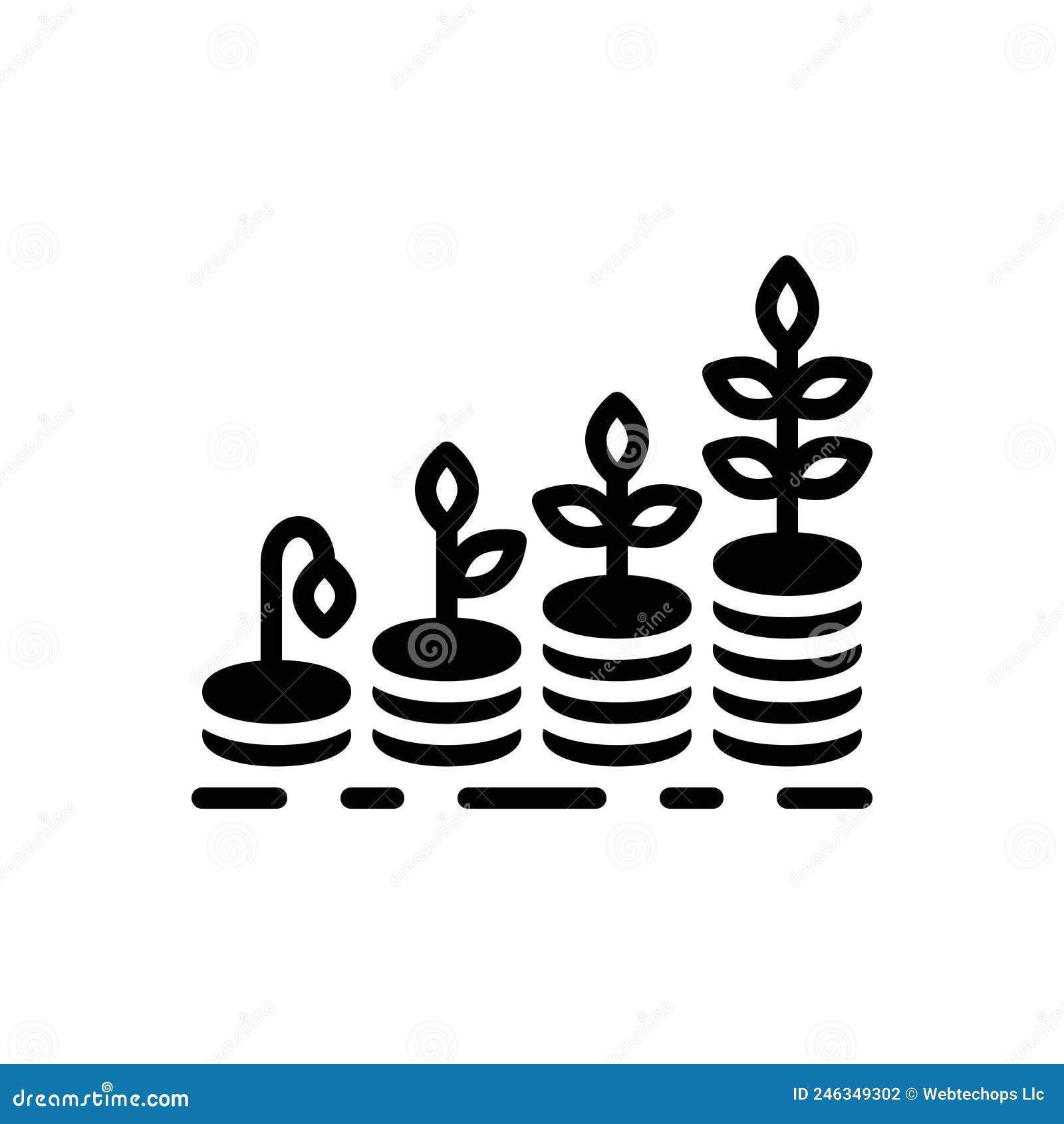 Black Solid Icon for Cumulative, Aggregate and Increasing Stock Vector ...