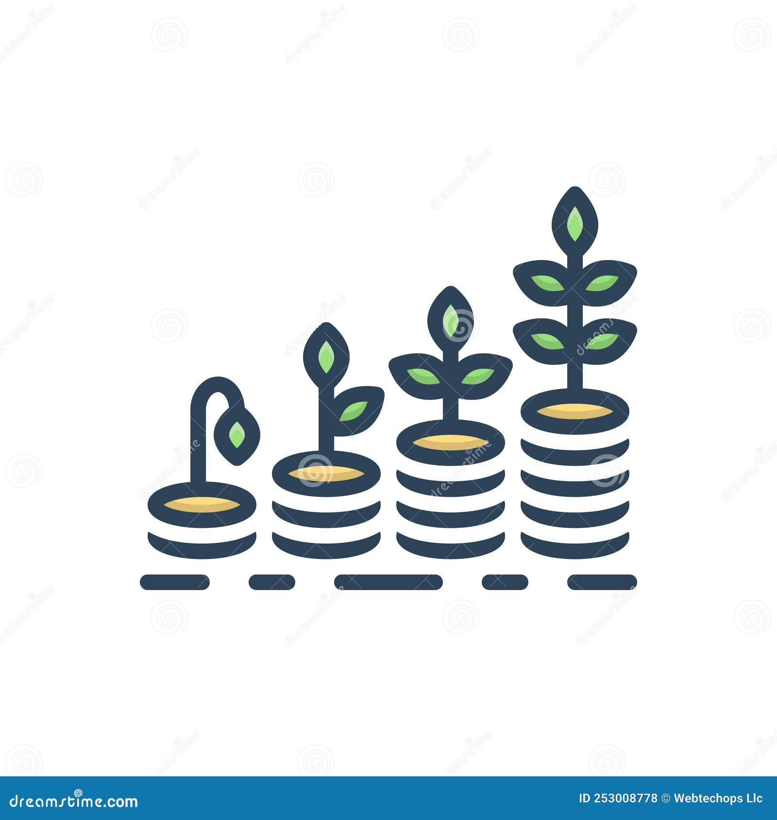 Color Illustration Icon for Cumulative, Aggregate and Increasing Stock ...