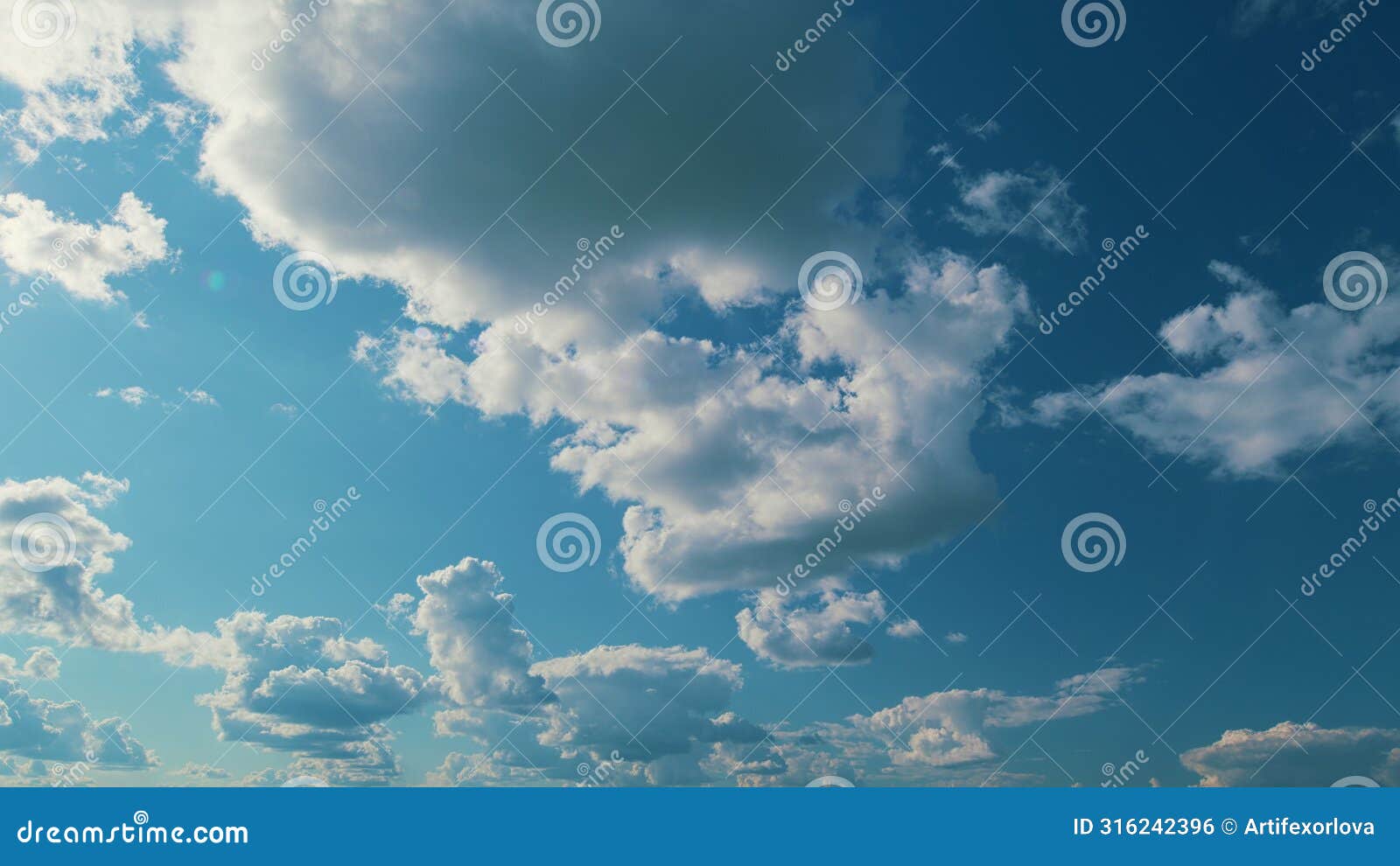 Cumulus Cloud Cloudscape Moving and Changing with Different Shapes ...