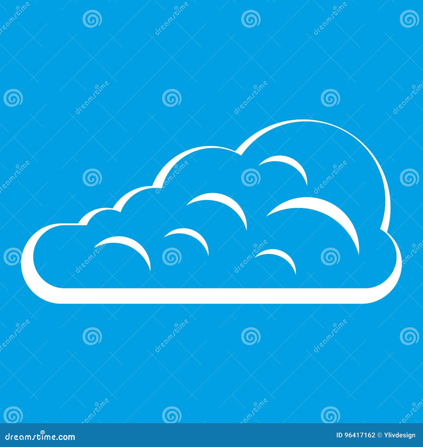 Cumulus cloud icon white stock vector. Illustration of object - 96417162