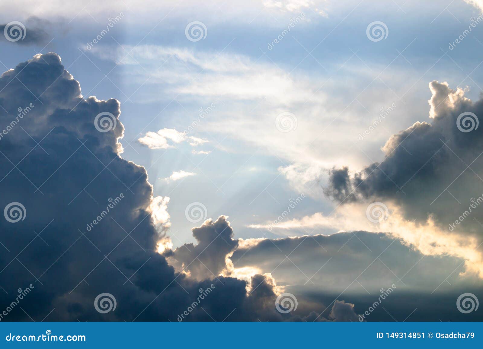 Cumulus Sunset Clouds with Sun Setting Down Stock Image - Image of ...
