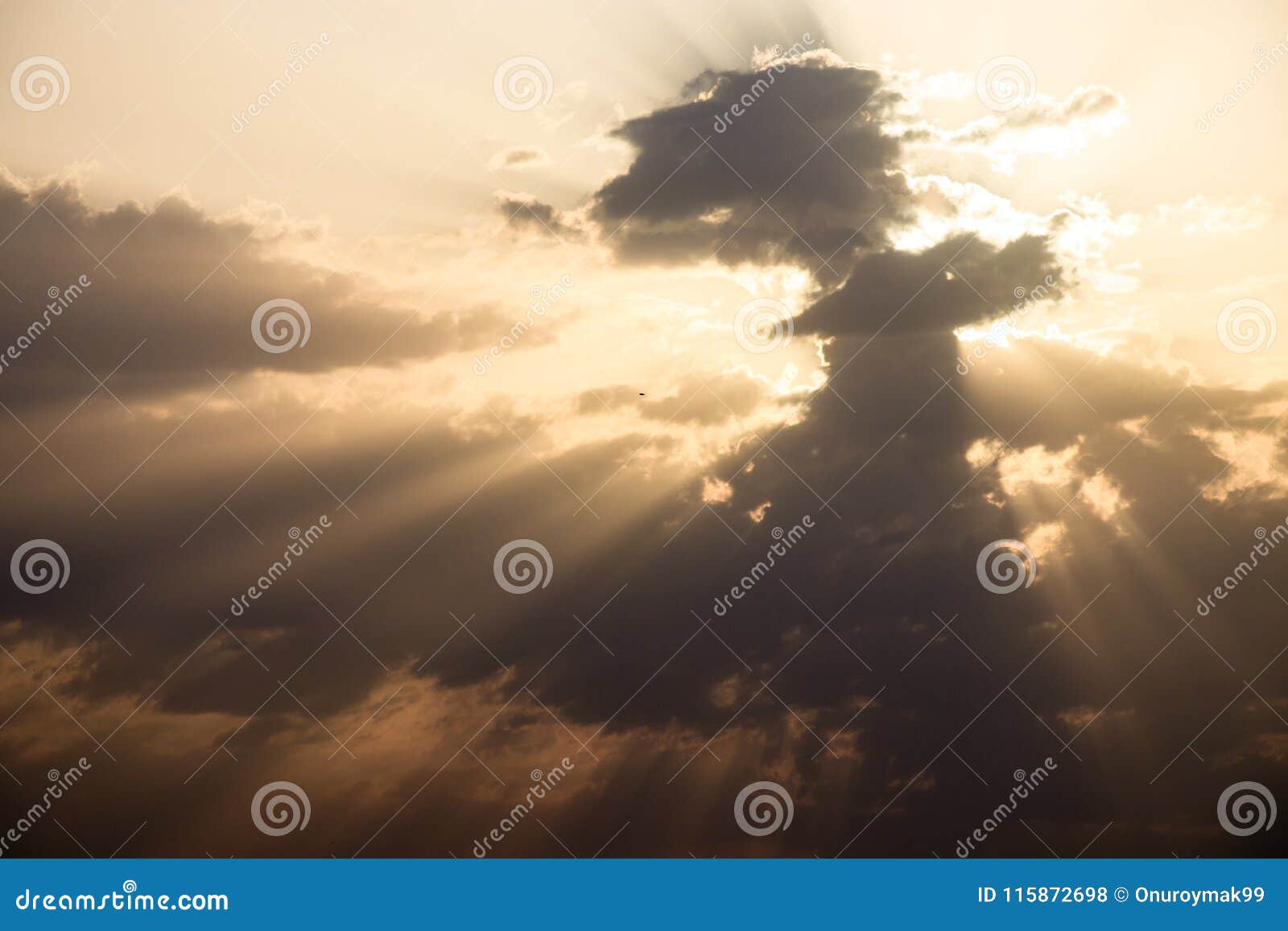Cumulus Sunset Clouds with Sun Setting Down Light Stock Photo - Image ...