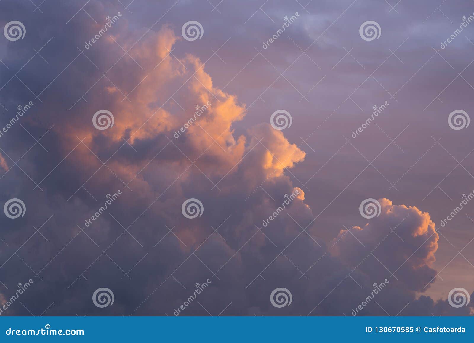 Cumulus Type Clouds on Sunset. Stock Image - Image of blue, cloud ...