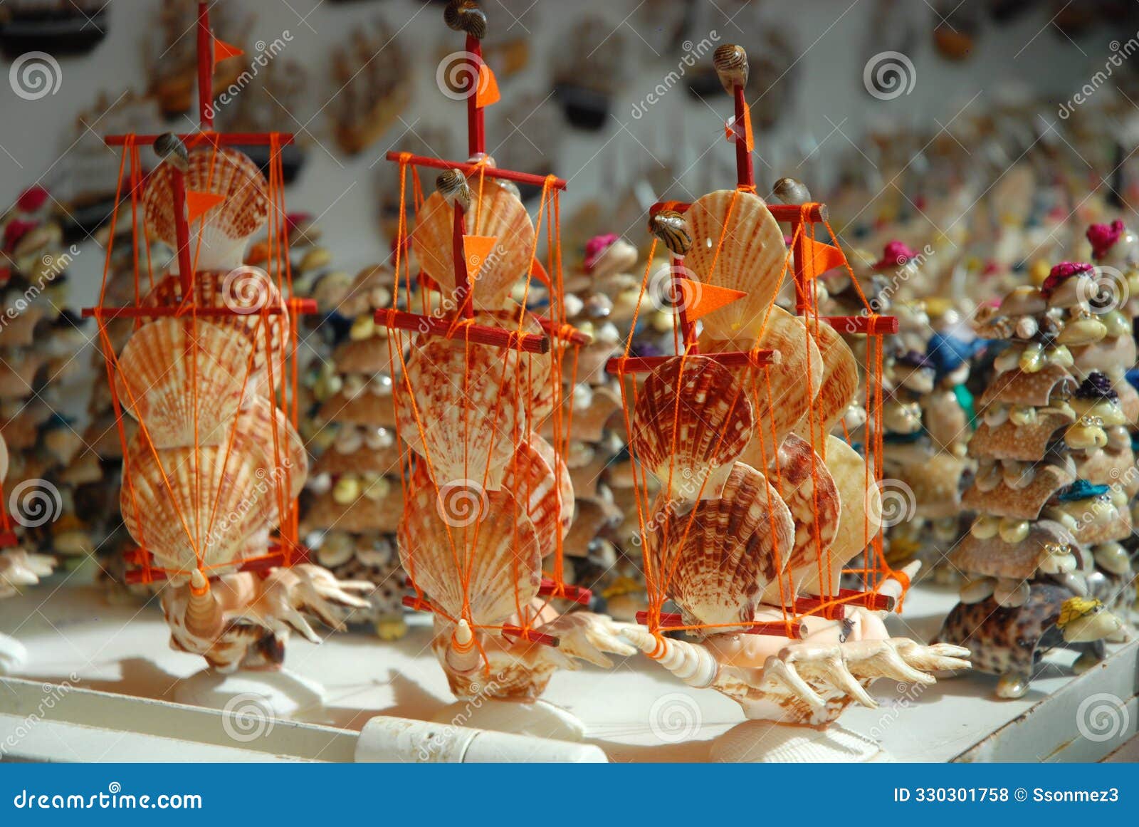 Small Ship Made of Sea Shells Stock Photo - Image of lunch, decoration ...