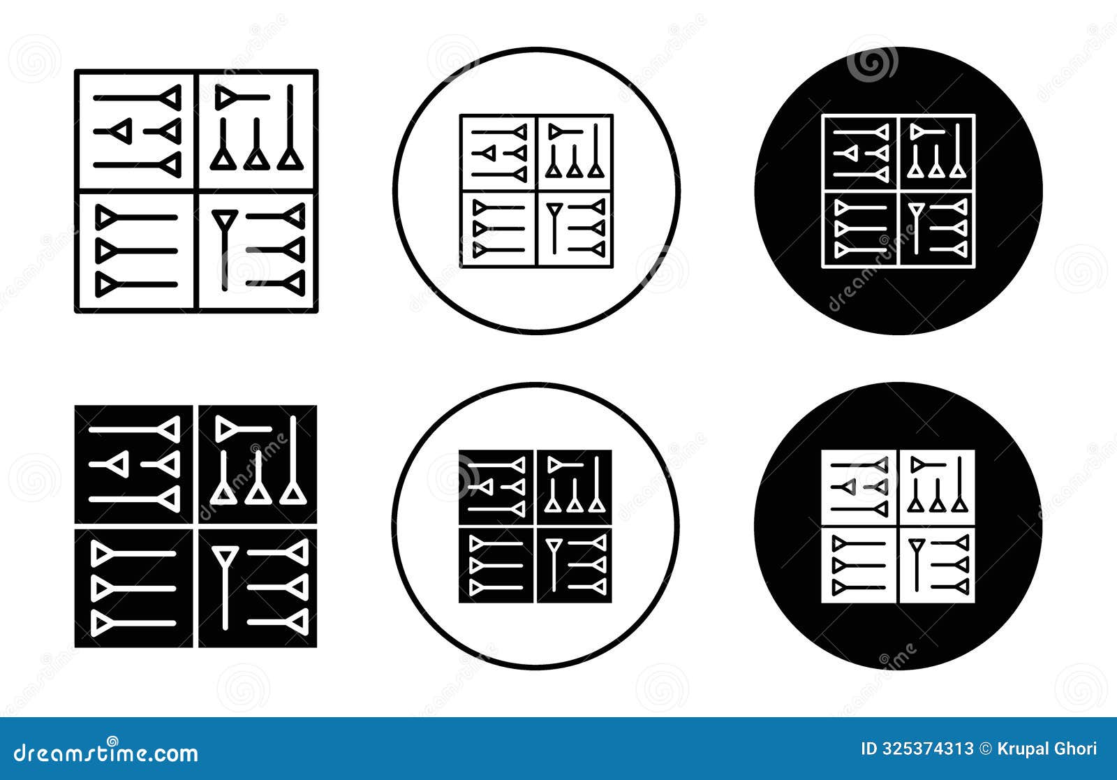 Cuneiform Outline Icon Collection Or Set. Cuneiform Thin Vector Line ...