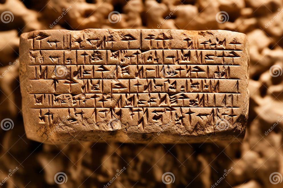Cuneiform Script on a Clay Tablet Illustration Photo Stock Illustration ...