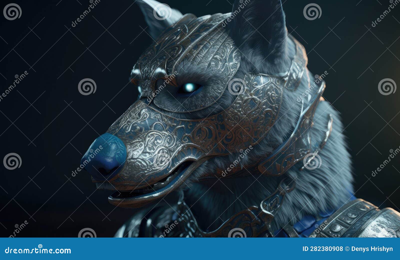 The Cunning Anthropomorphic Wolf Prowls in Military Armor Exuding ...