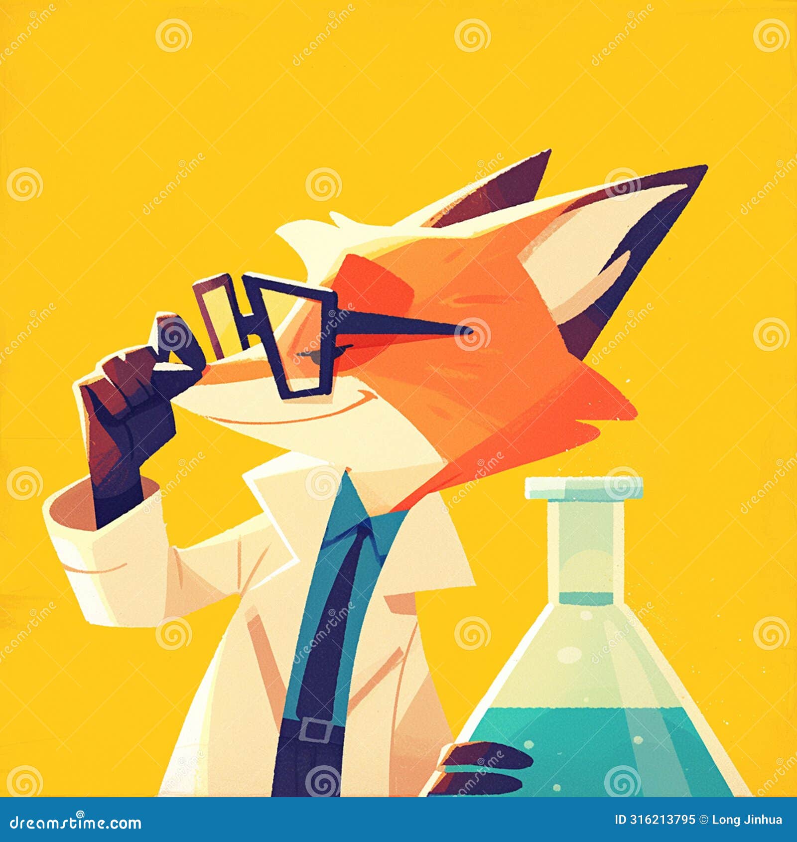A Cunning Fox Scientist Cartoon Style Stock Vector - Illustration of ...
