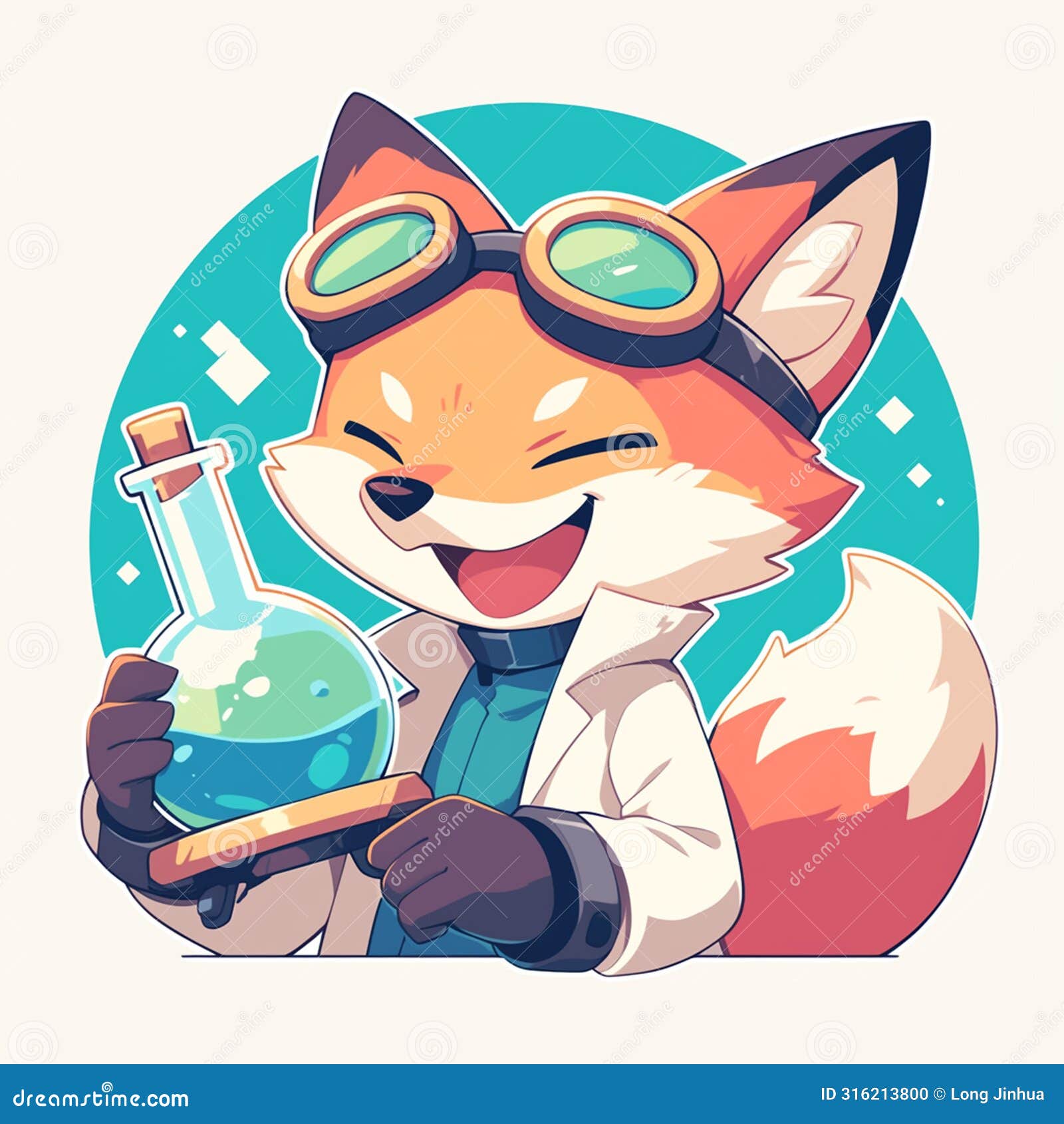 A Cunning Fox Scientist Cartoon Style Stock Vector - Illustration of ...